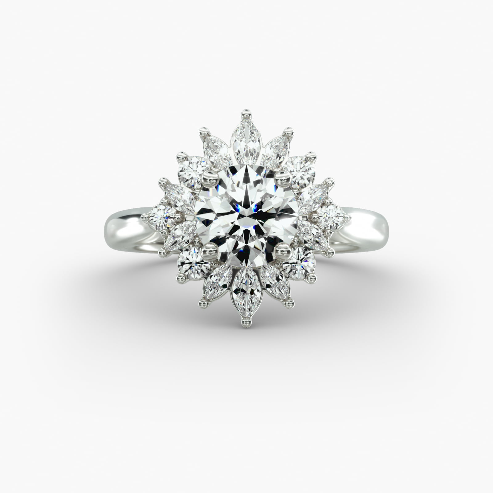 Platinum Starburst Halo Engagement Ring-18132p