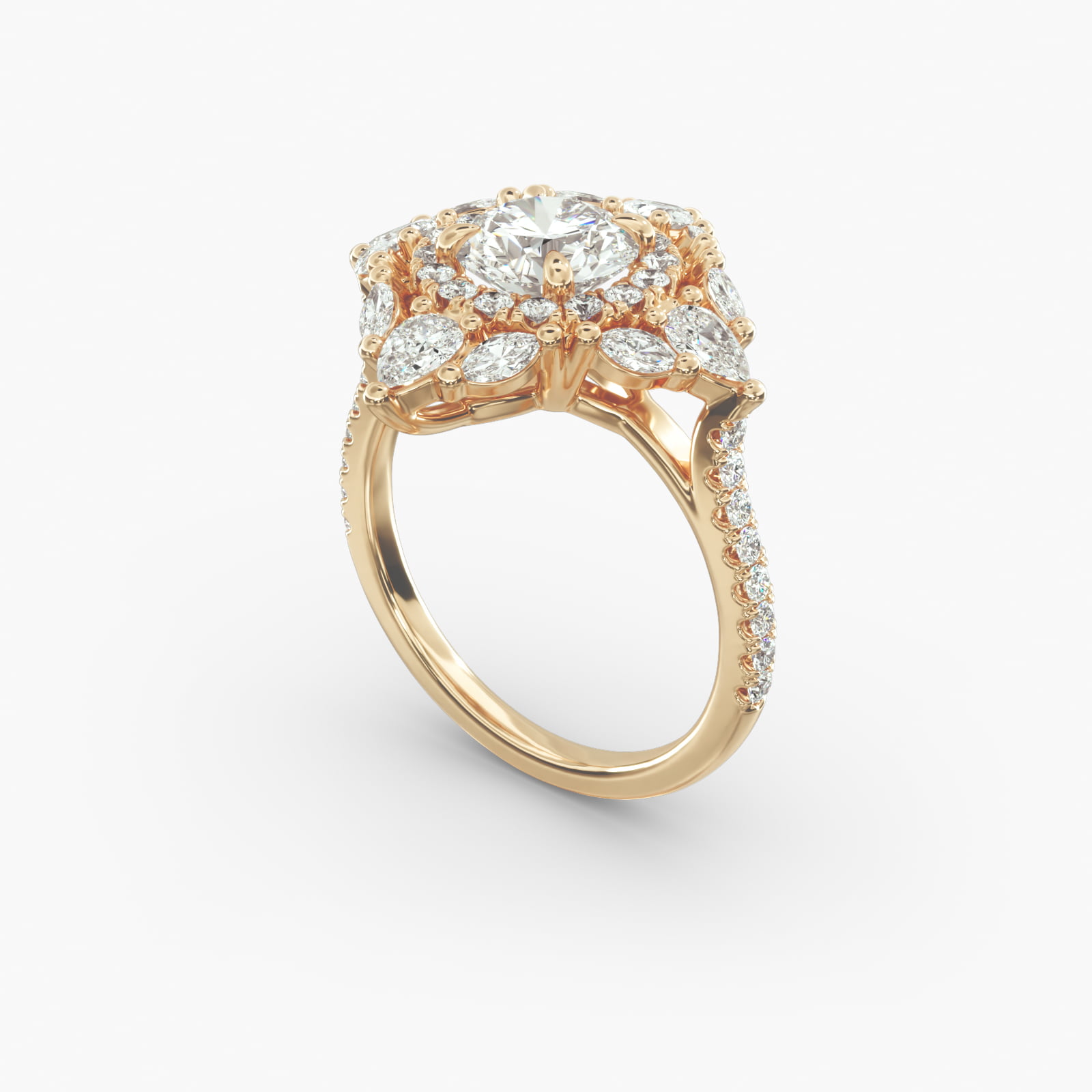 Empress Diamond Halo Engagement Ring In 18K Yellow Gold-18144y