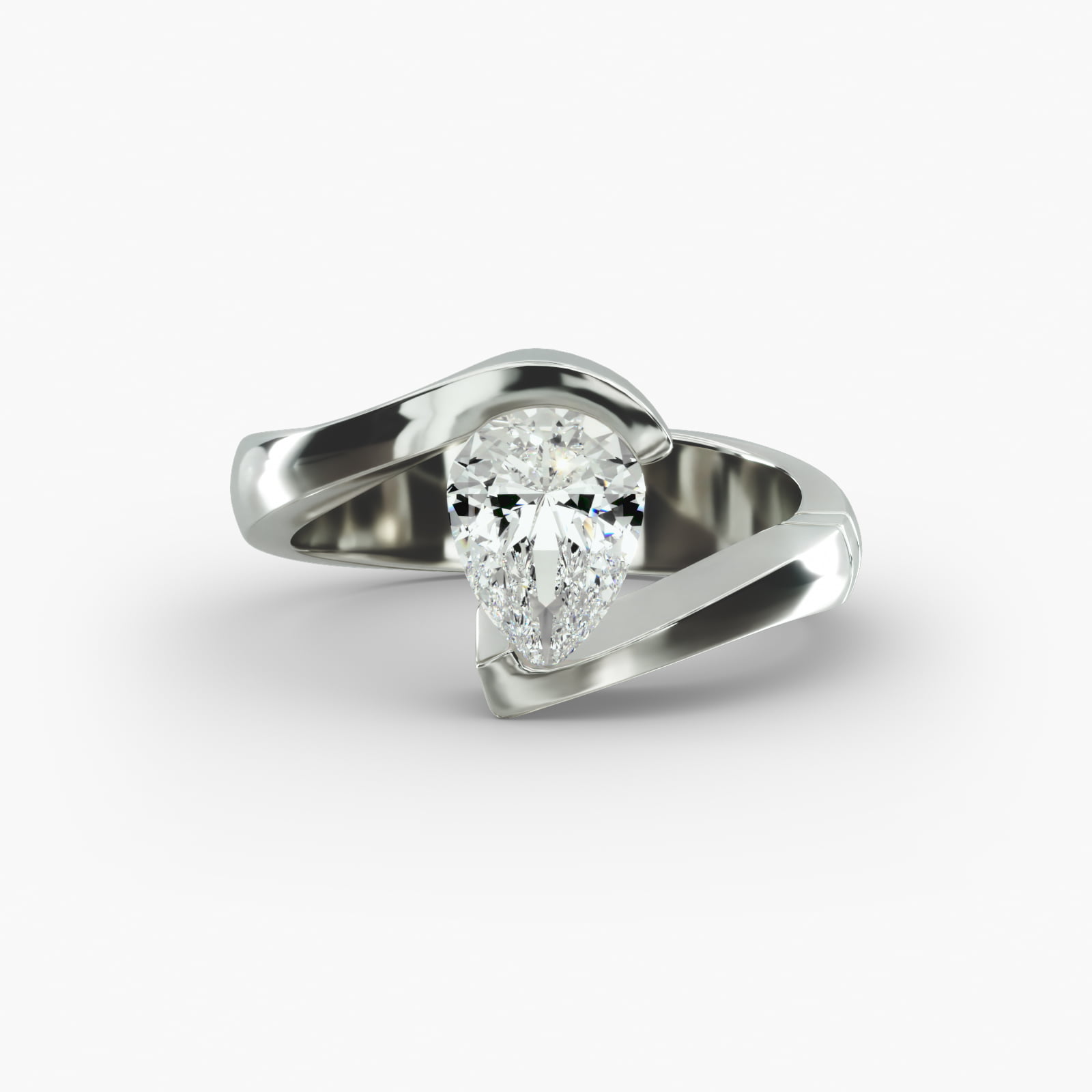 Pear Shape Swirl Tension Engagement Ring In Platinum-8804p