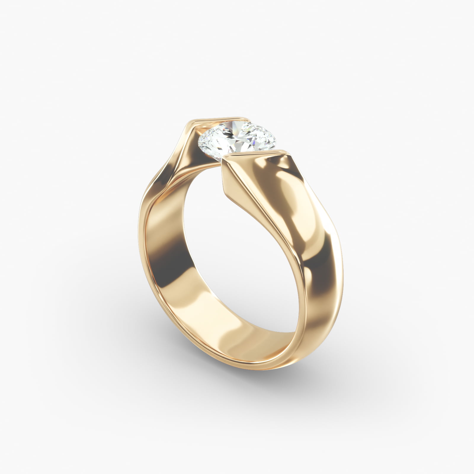 Contoured Twist Tension Engagement Ring In 14K Yellow Gold-9003y14