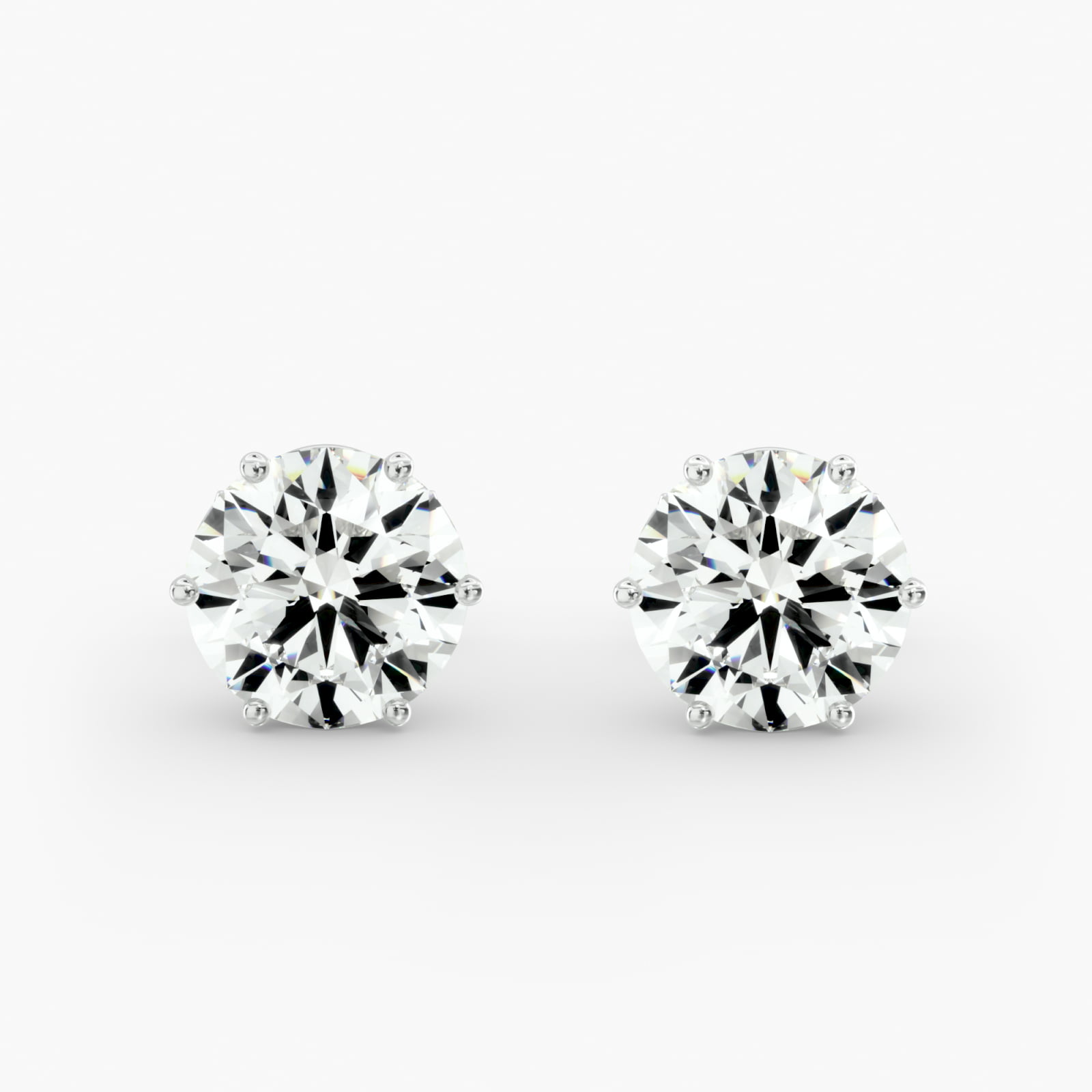 Six Prong Custom Diamond Stud Earrings (Setting Only) In Platinum-37566mntp