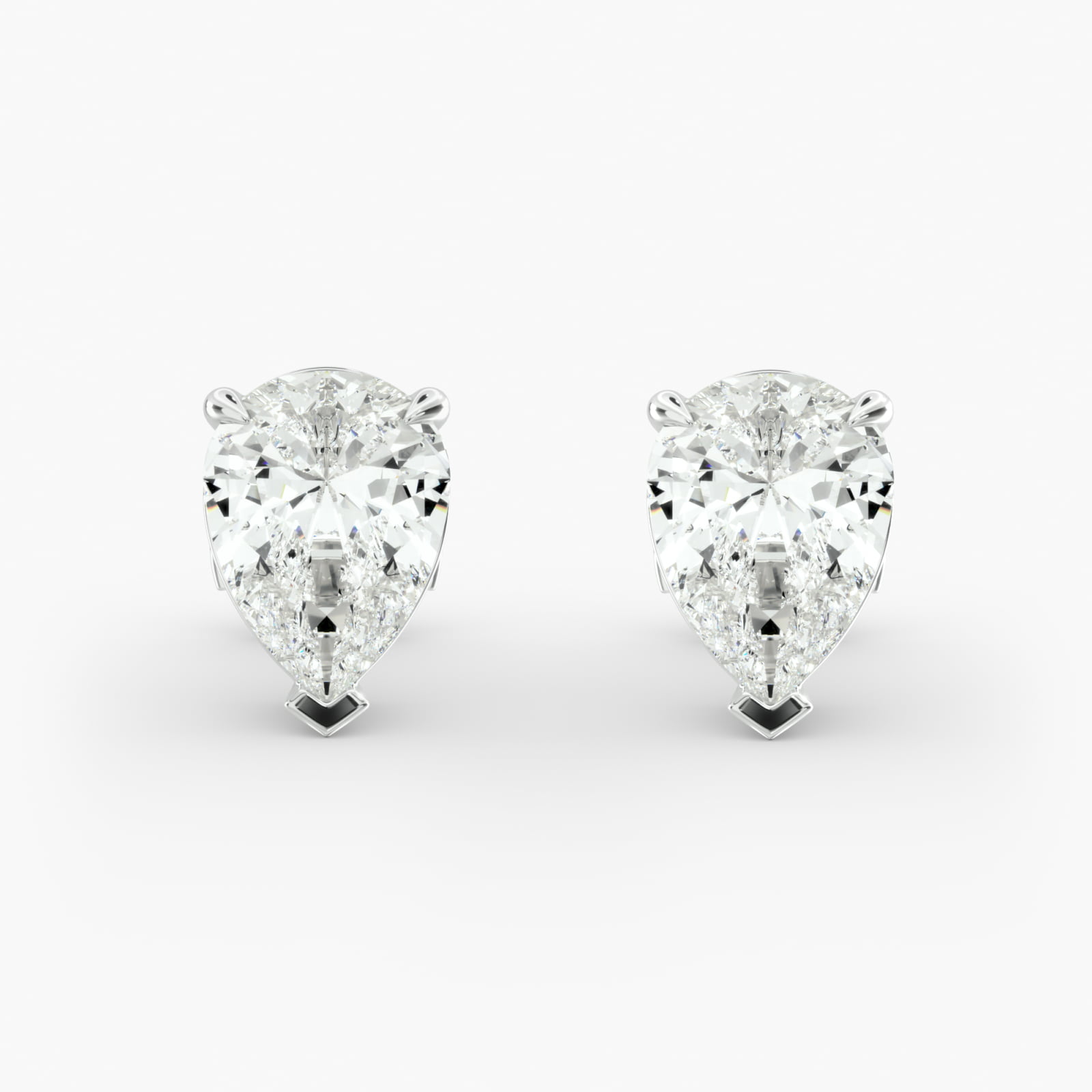 Pear Shape Custom Diamond Stud Earrings (Setting Only) In 18K White ...