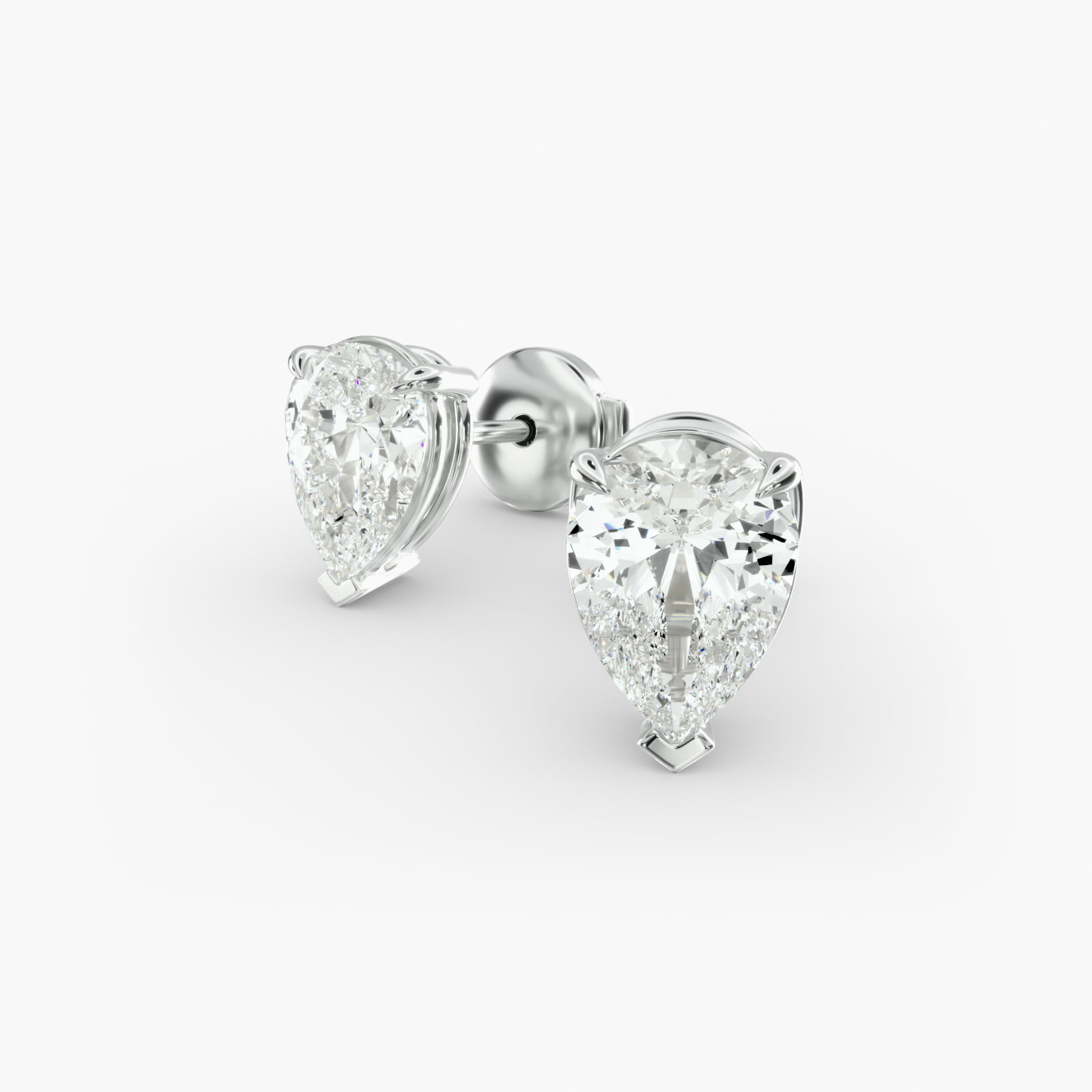 Pear Shape Custom Diamond Stud Earrings (Setting Only) In 18K White ...