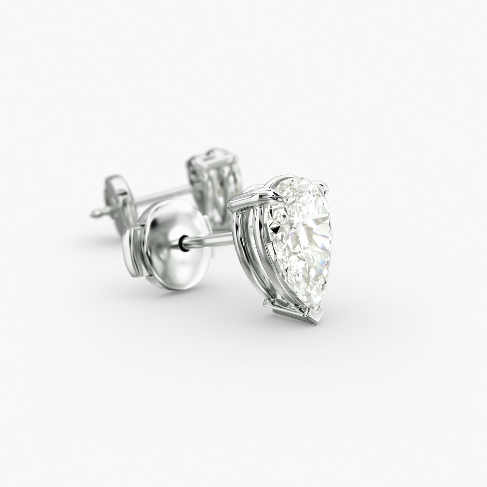 Pear Shape Custom Diamond Stud Earrings (Setting Only) In 18K White ...