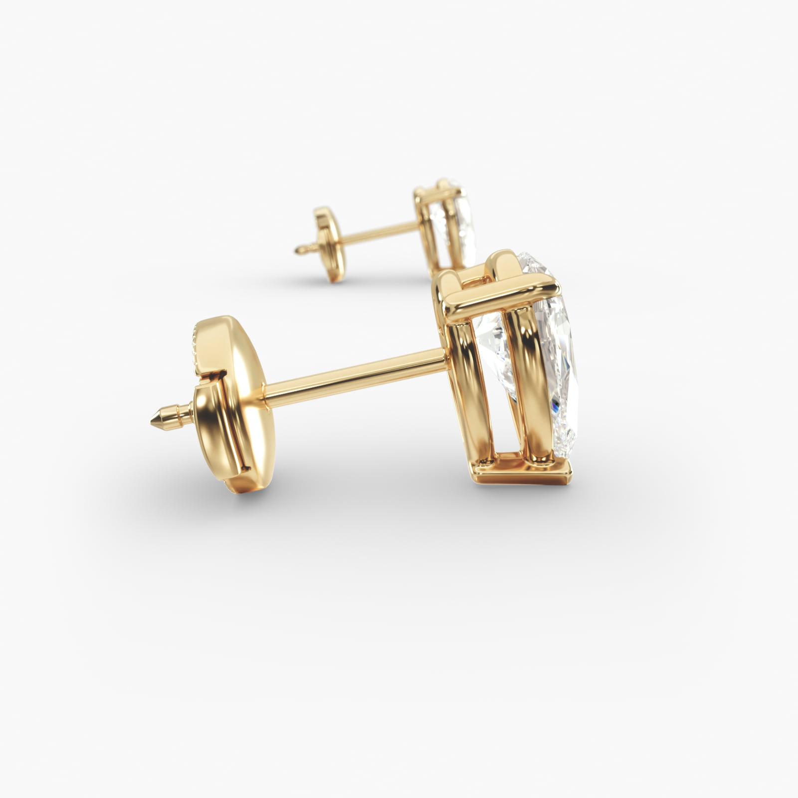 Pear Shape Custom Diamond Stud Earrings (Setting Only) In 14K Yellow ...