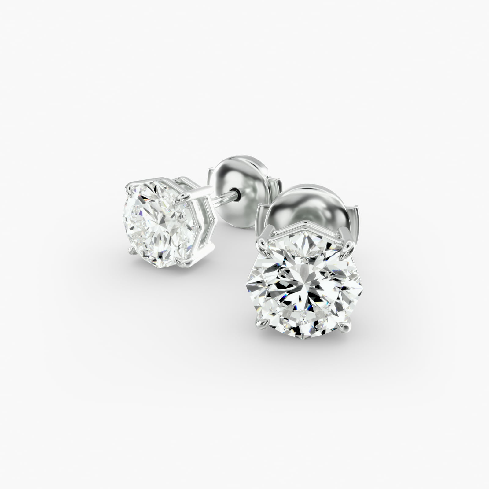 Four Prong Octagon Cut Custom Diamond Stud Earrings (Setting Only) In ...