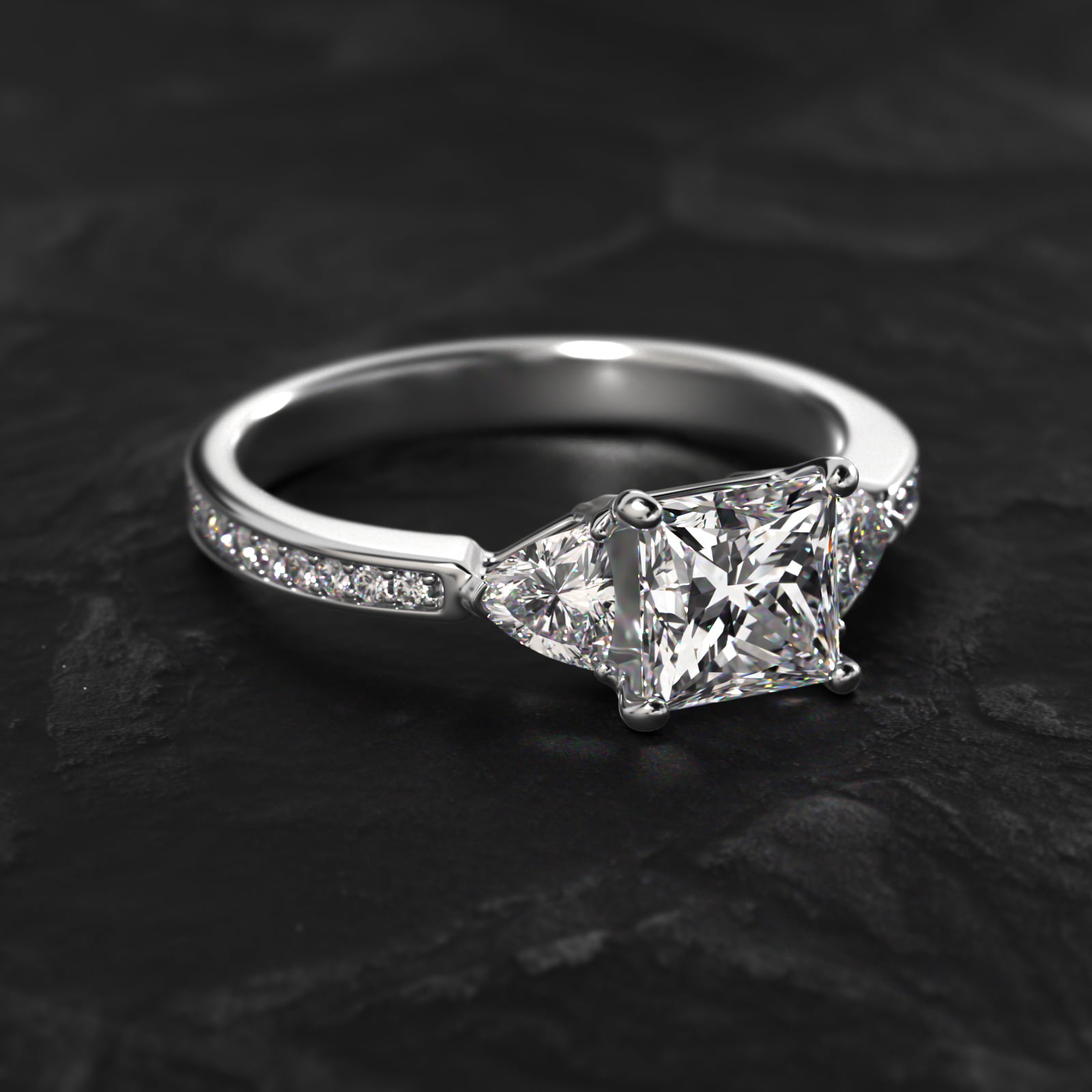 GIA 1.06 Carat G-SI2 Ideal Cut Princess Diamond Trillion Cut Diamond ...