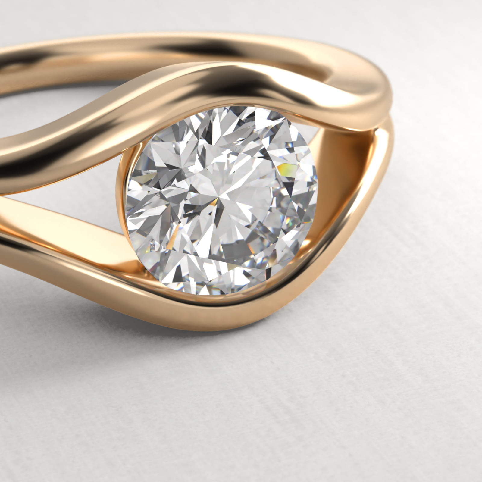 Oculus Solitaire Engagement Ring In 18K Yellow Gold-18128y