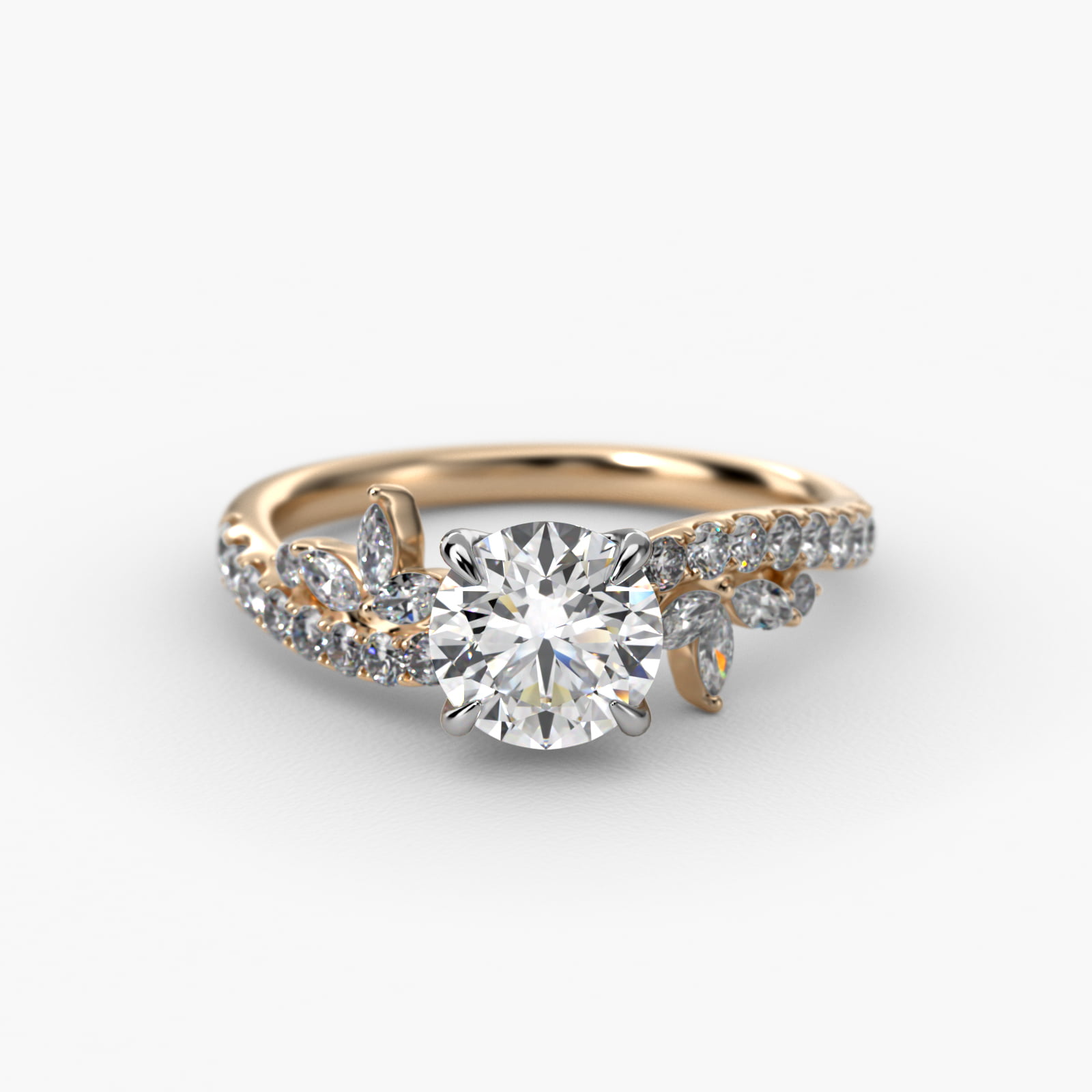 14K Yellow Gold Swirled Diamond Accent Engagement Ring-18136y14