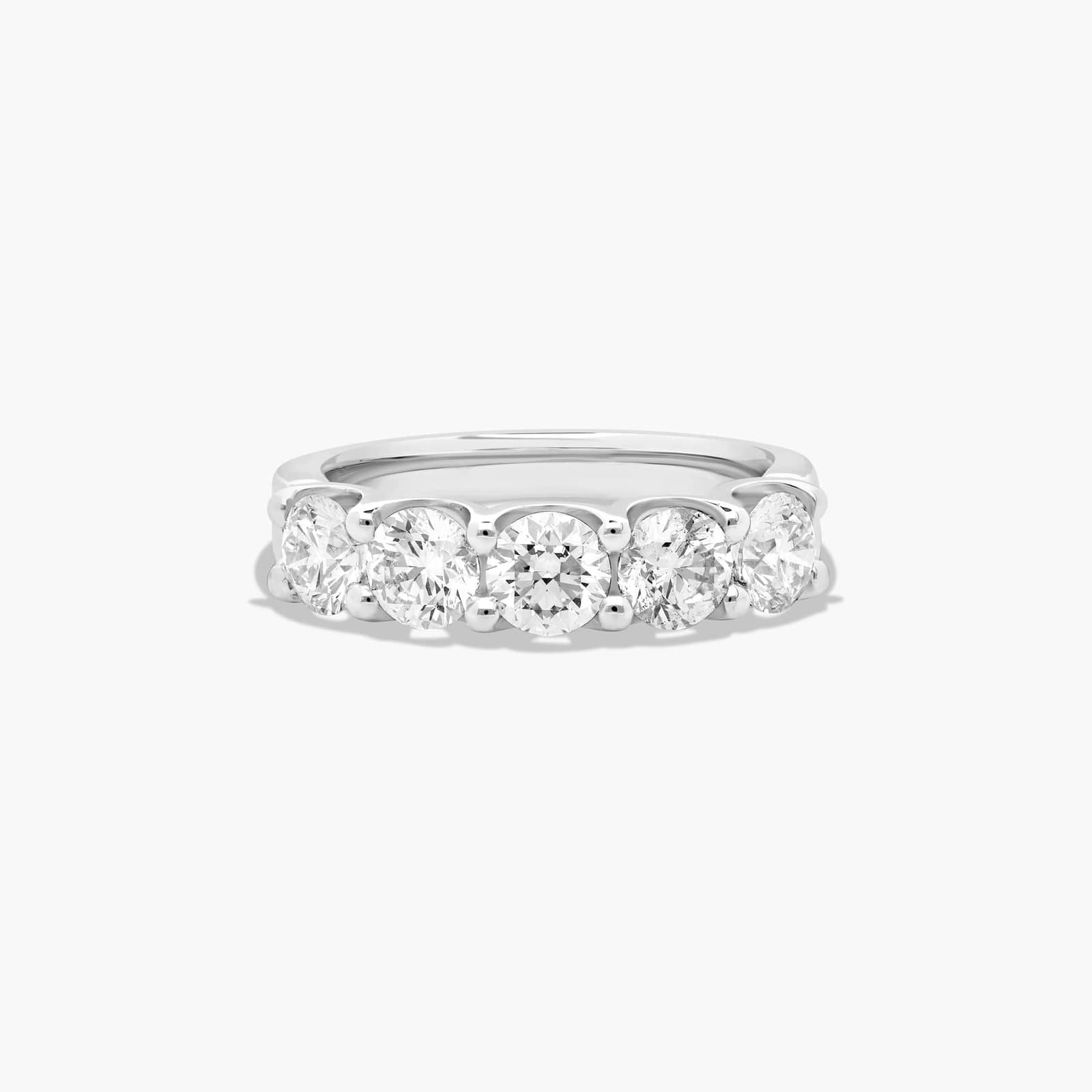 Shared Prong Five Stone Contour Anniversary Ring With 2 CTW Lab-Grown ...