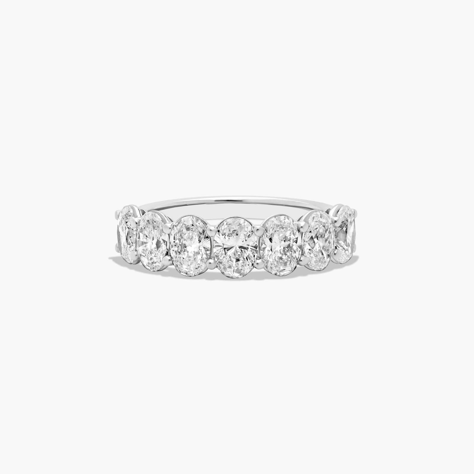 Seven Stone Anniversary Ring With 3 CTW Oval Cut Diamonds In 14K White ...