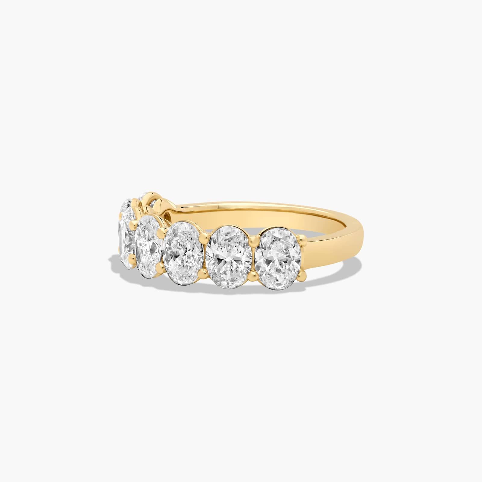 Seven Stone Anniversary Ring With 3 CTW Oval Cut Diamonds In 14K Yellow ...