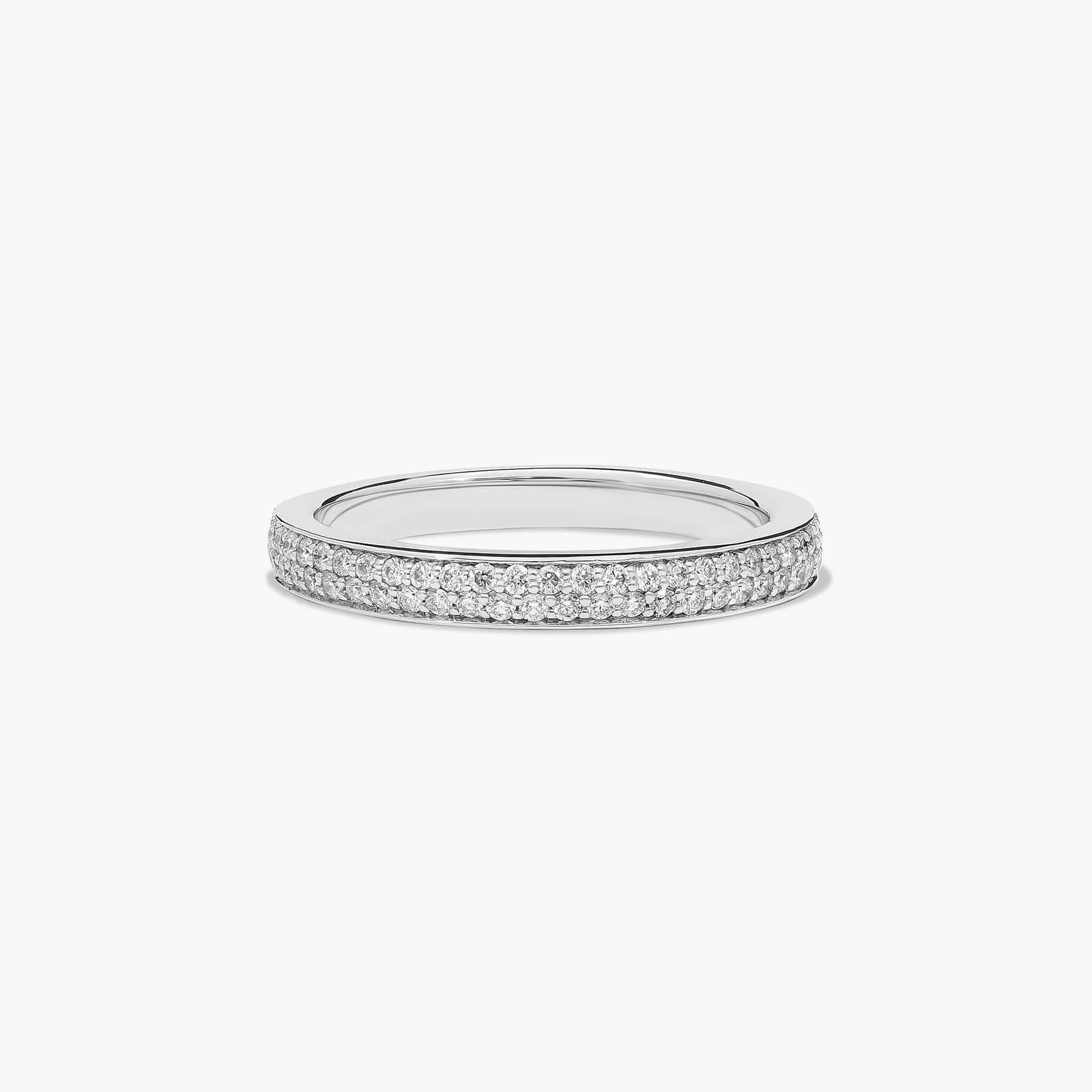 Double Row Pavé Wedding Ring With 0.36 CTW Diamonds In 18K White Gold ...
