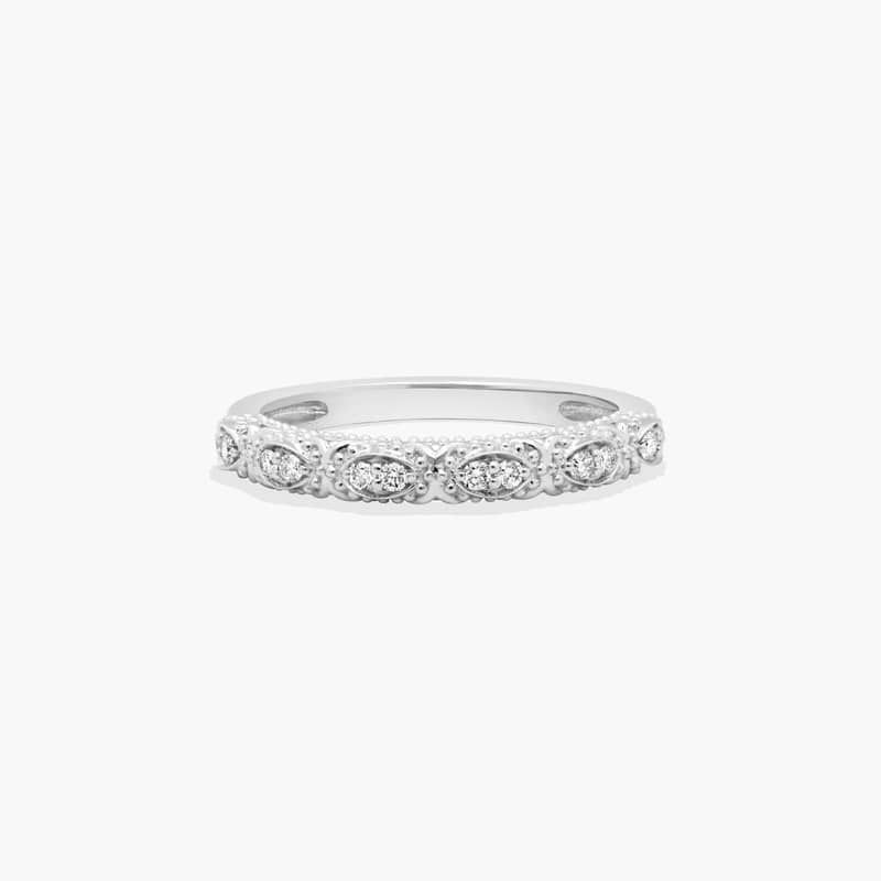 14K White Gold Beaded Open Span Diamond Engagement Ring-17033w14