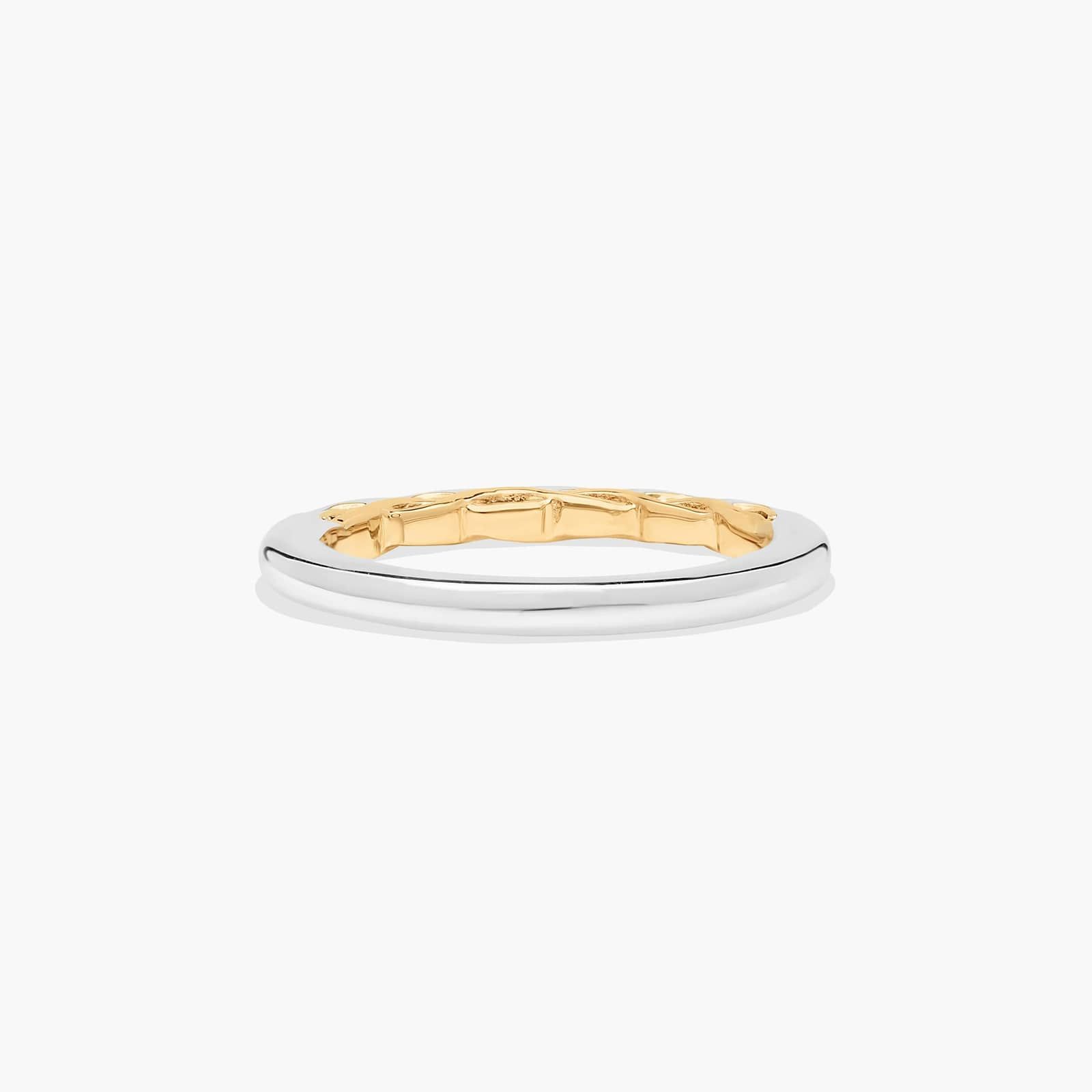 Two-Tone Infinity Pattern Wedding Ring In 18K Gold (2.00mm)-15004y