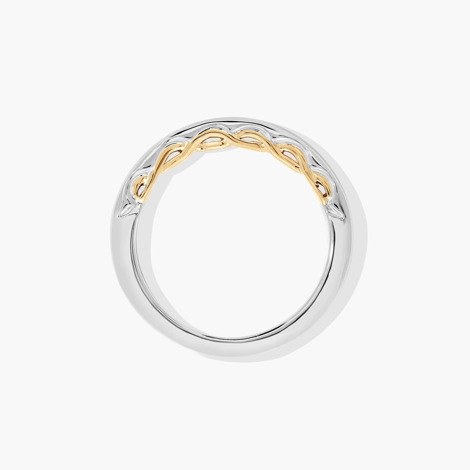 Two-Tone Infinity Pattern Wedding Ring In 18K Gold (2.00mm)-15004y
