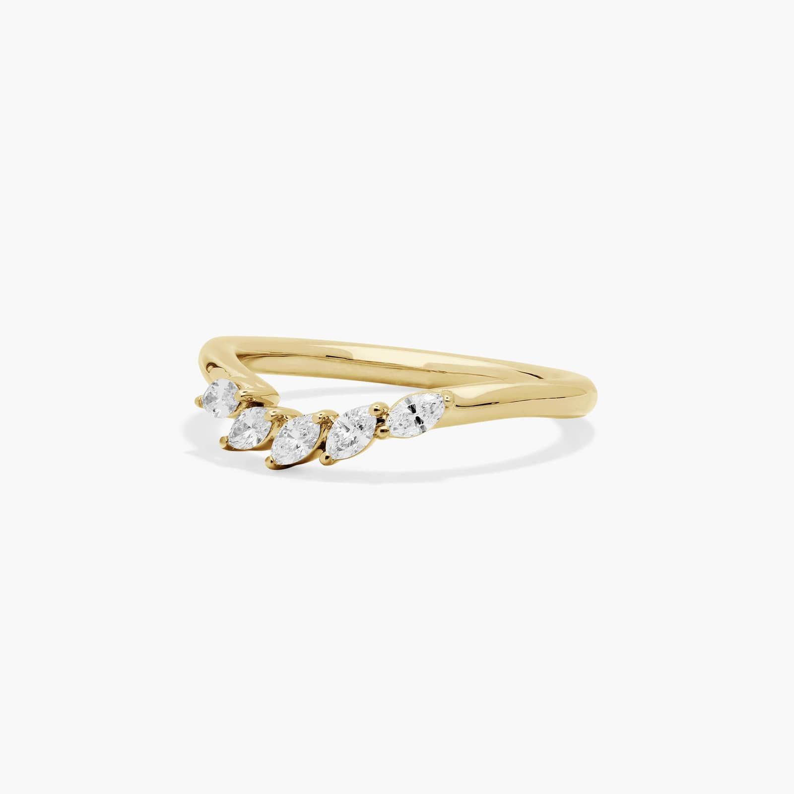 Array Wedding Ring With Marquise Cut Diamonds In 14K Yellow Gold (2 ...