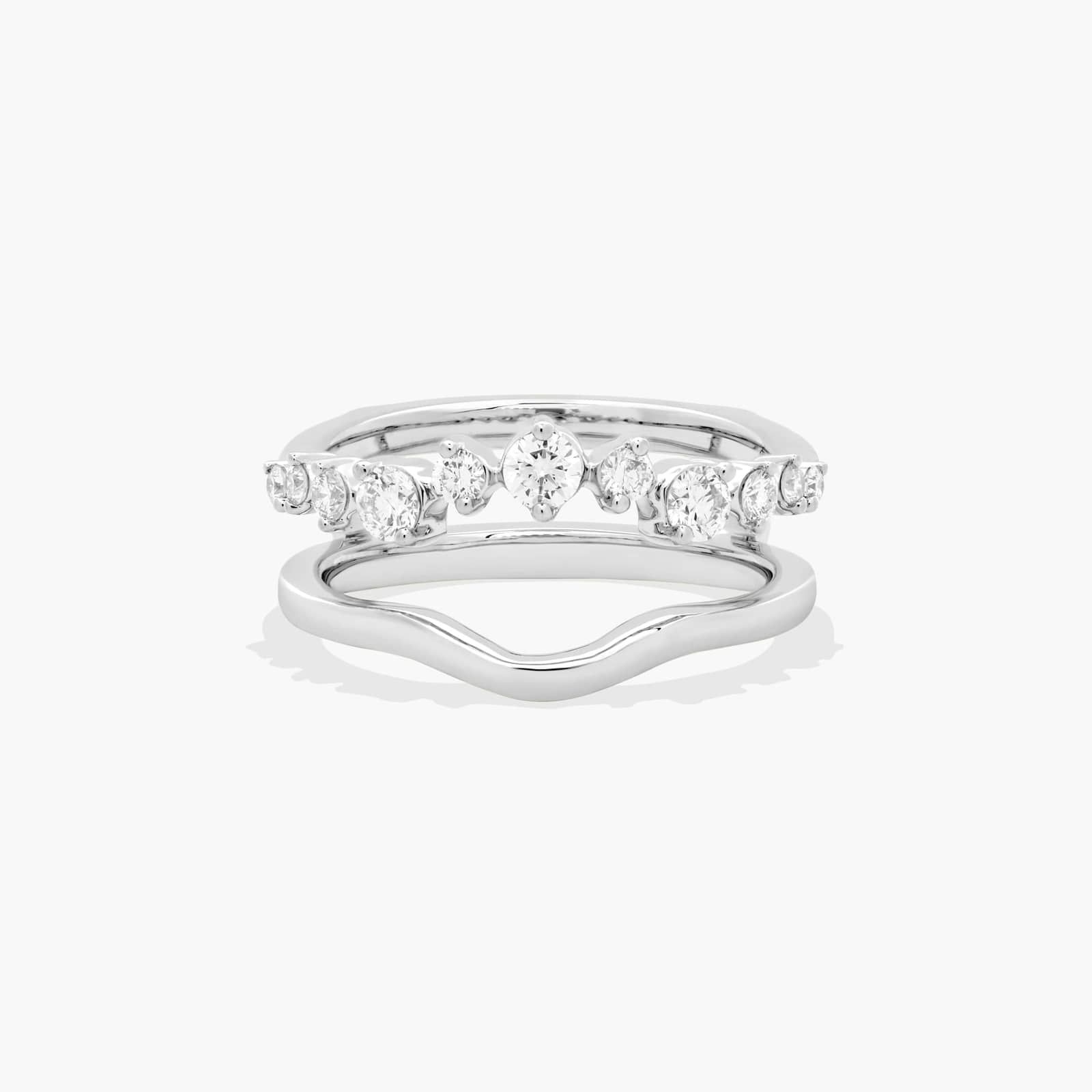 Curved Insert Wedding Ring With Round Diamonds In 18K White Gold (7 ...