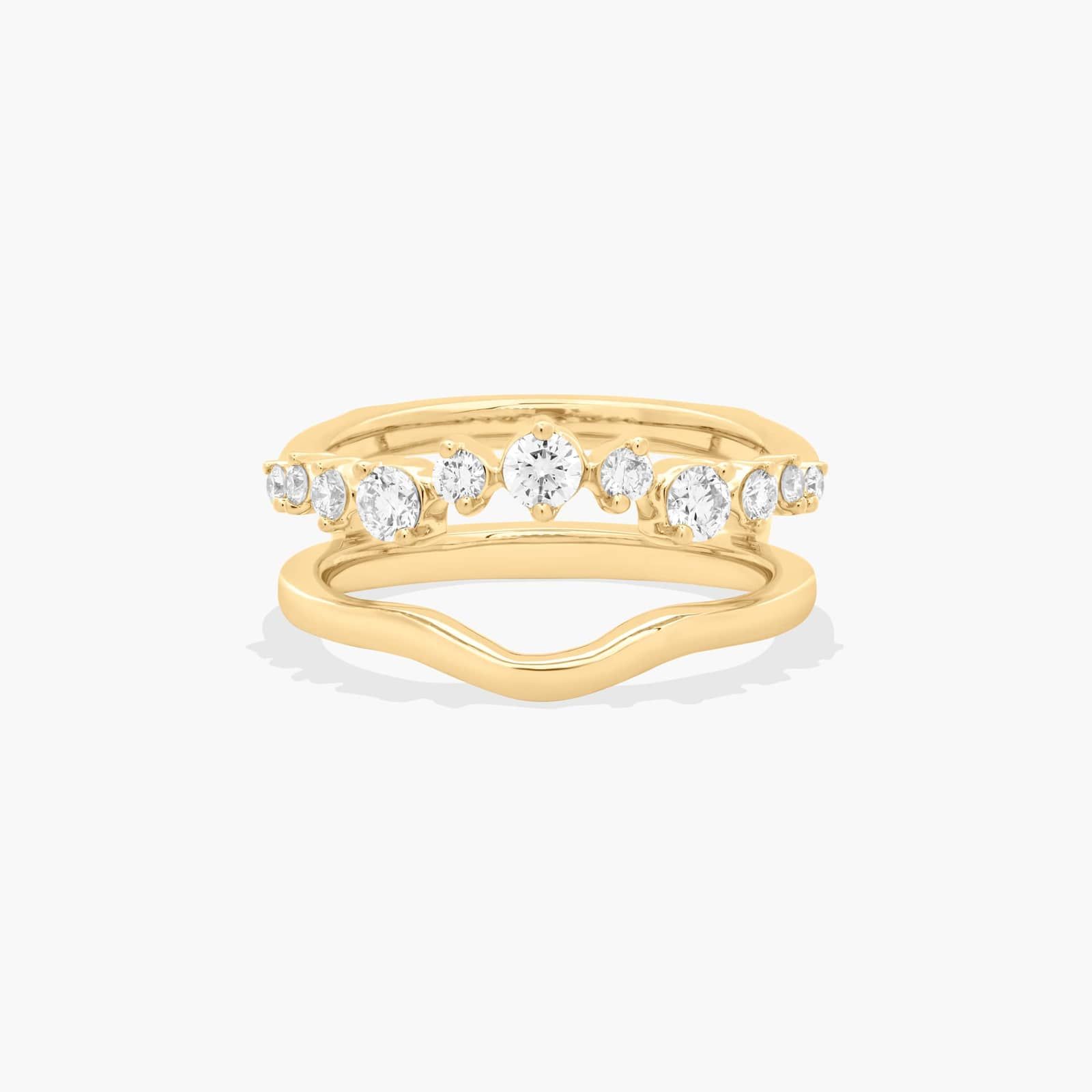 Curved Insert Wedding Ring With Round Diamonds In 14K Yellow Gold (7 ...