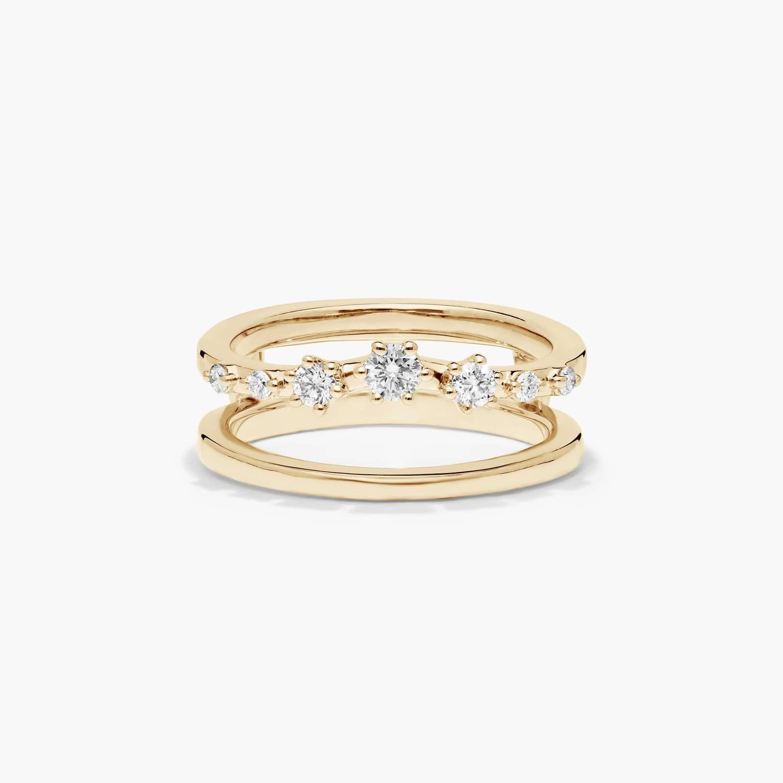 Prong Set Insert Wedding Ring With Round Diamonds In 14K Yellow Gold (7 ...