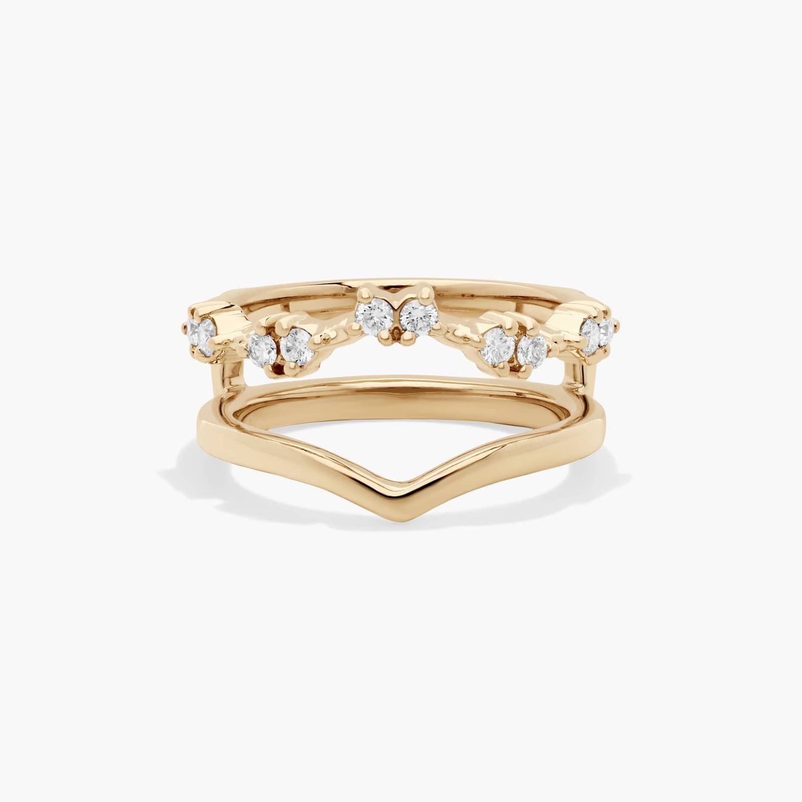 Prong Set Curved Insert Wedding Ring With Round Diamonds In 14K Yellow ...