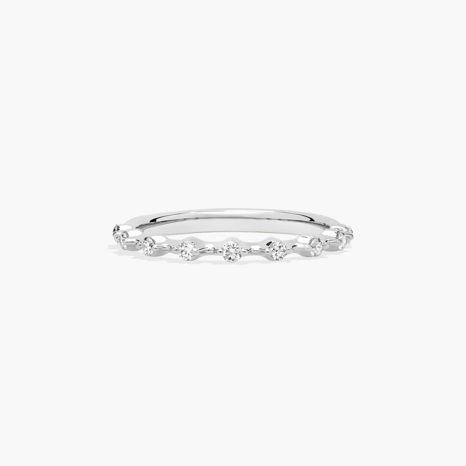 Prong Set Dainty Wedding Ring With Round Diamonds In Platinum (2.00mm ...