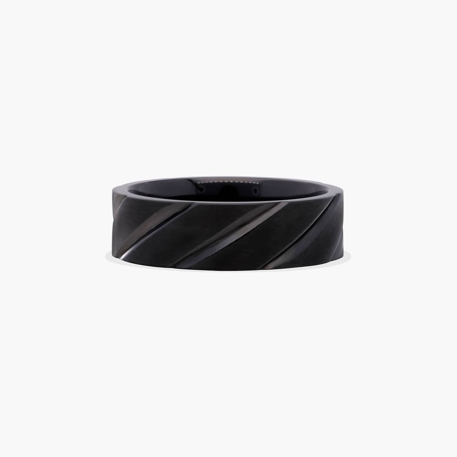 Angled Cross Cuts Men's Wedding Band In Black Titanium (7.00mm)-16068bkt