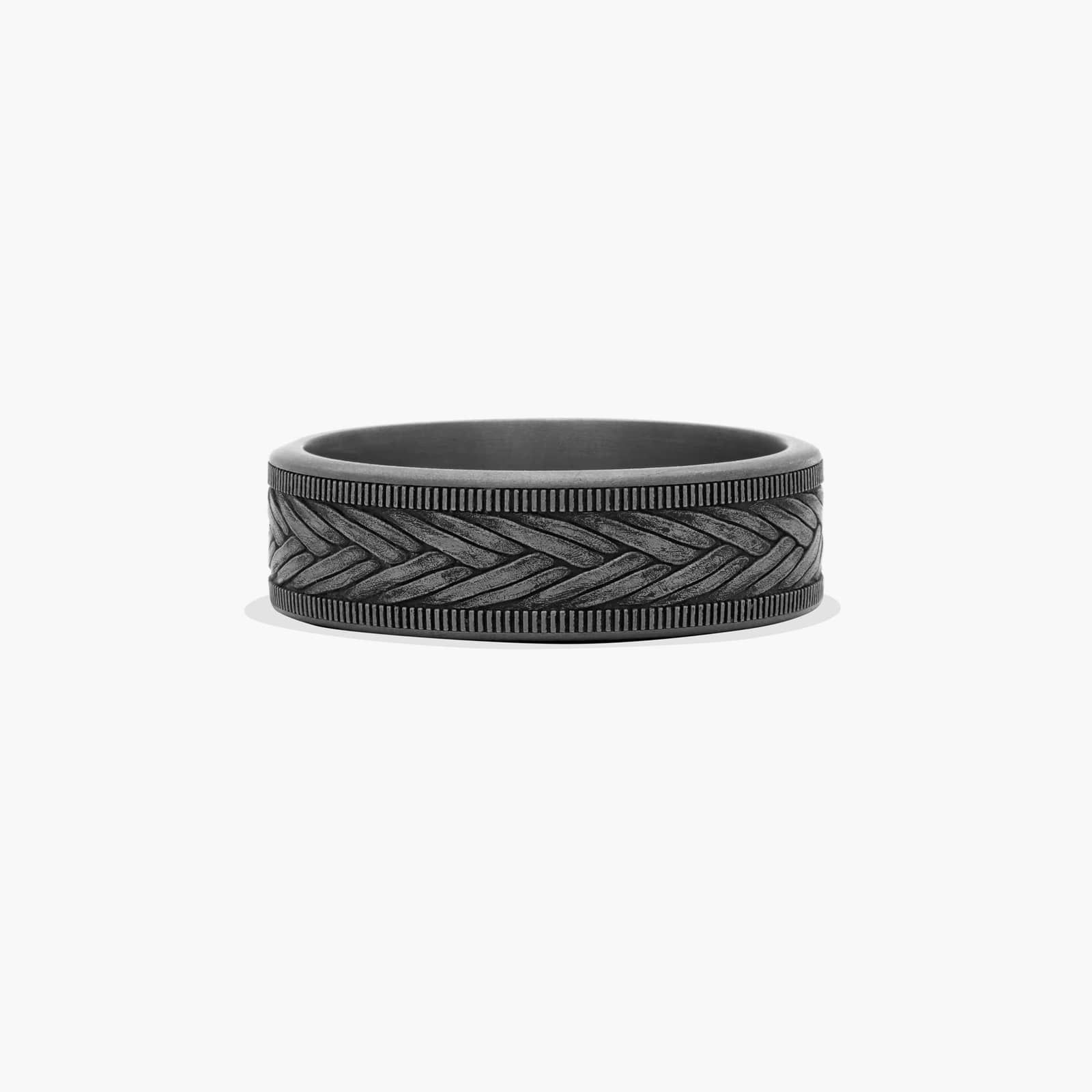 Grey Wheat Weave And Milgrain Pattern Men's Wedding Band In Tantalum (7 ...