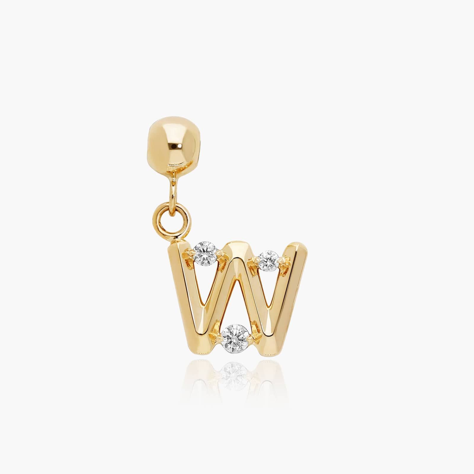 W Initial Lab-Grown Diamond Charm In 14K Yellow Gold-4200092y14l
