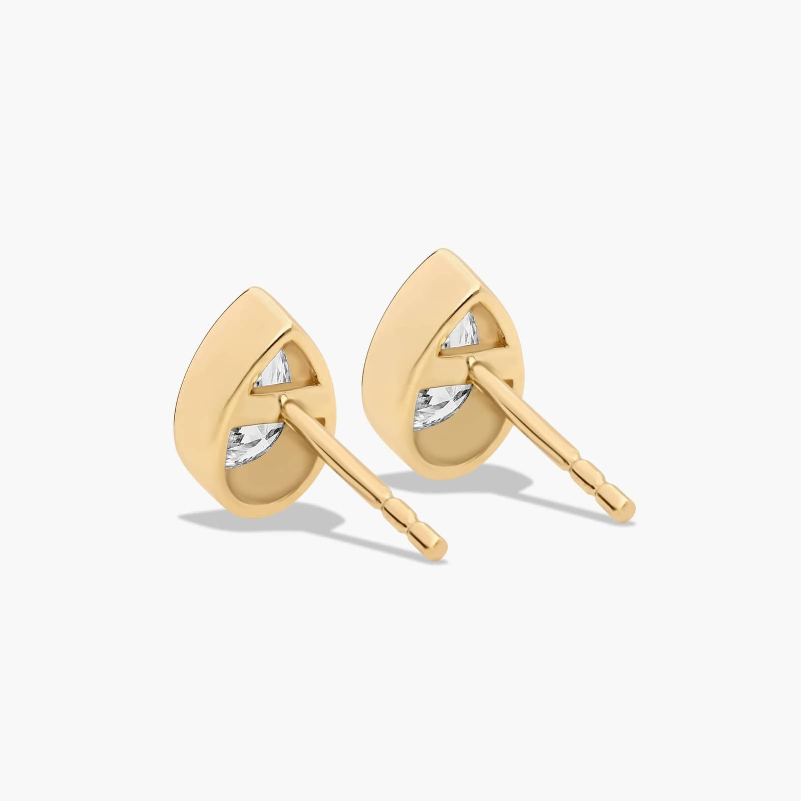 14K Yellow Gold Fancy Bezels Lab Grown Pear Diamond Stud Earrings-81850y14l
