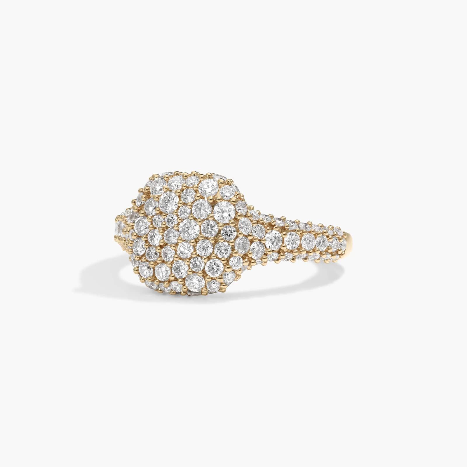 Scattered Pavé Signet Ring With 0.90 CTW Round Lab-Grown Diamonds In ...
