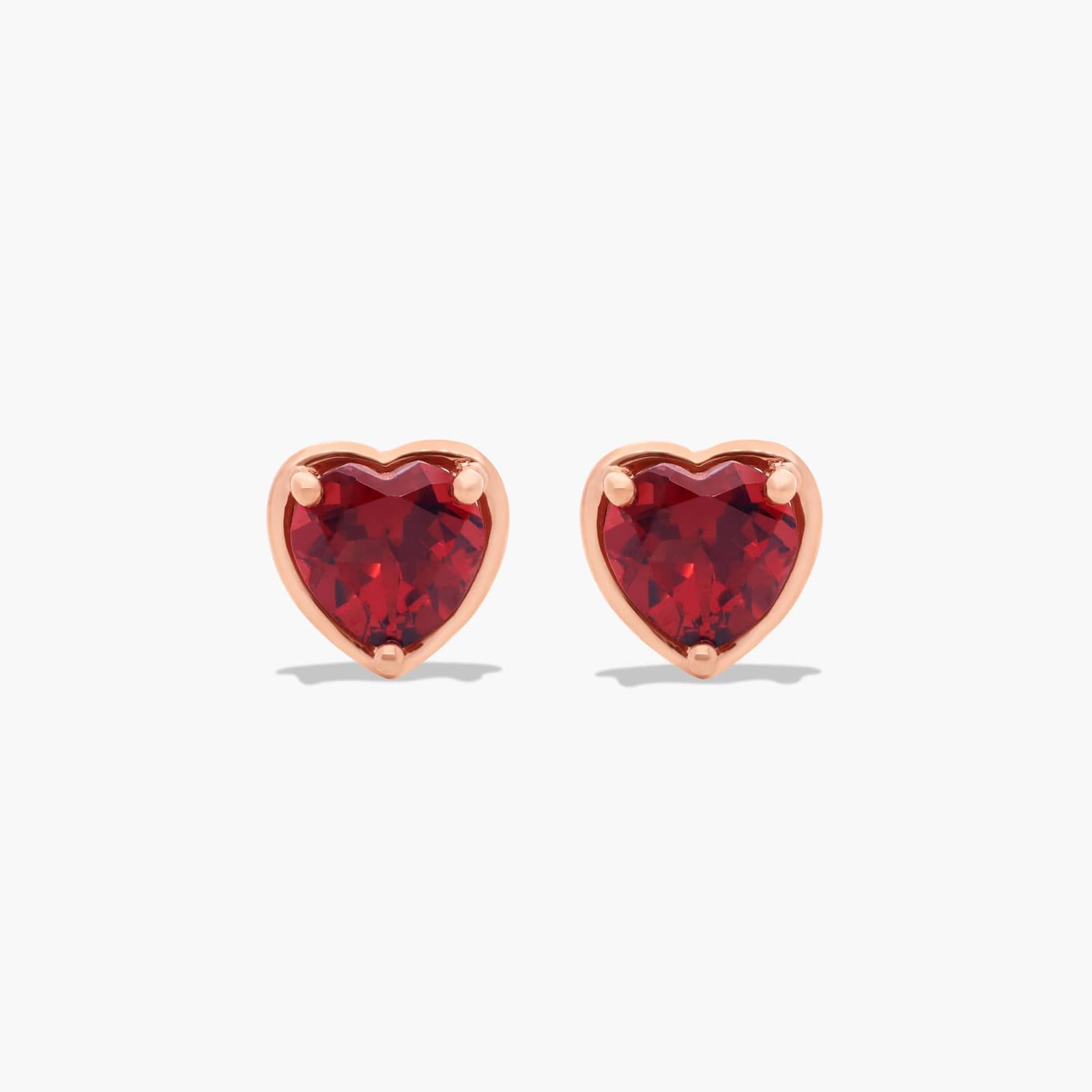 Radiant Reflections Heart Shape Garnet Stud Earrings In 14K Rose Gold-8350201r14