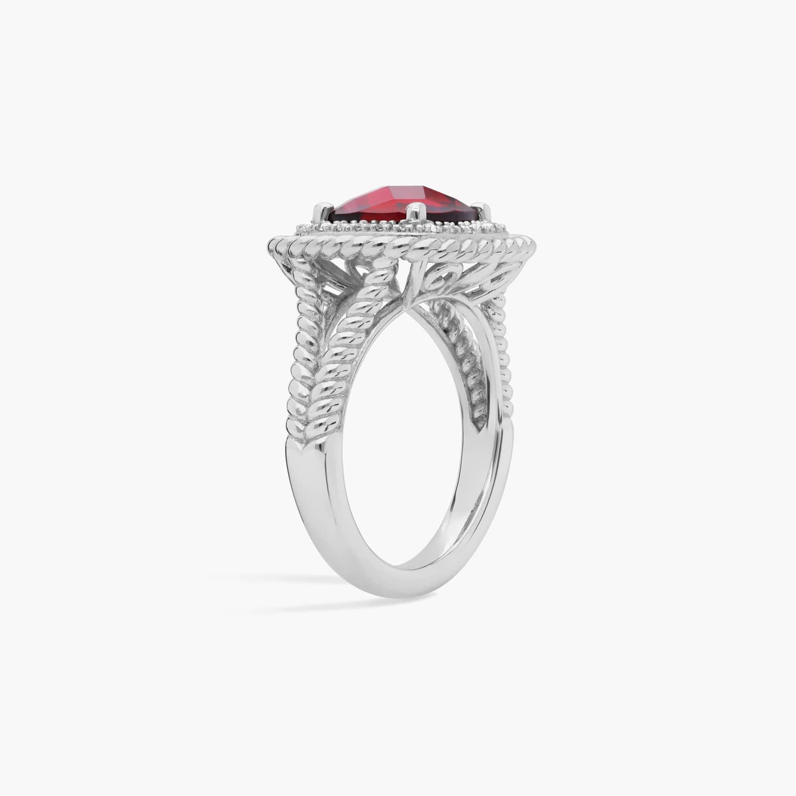 Corda Cushion-Cut Garnet Halo Ring in Sterling Silver (8mm)-8352001s