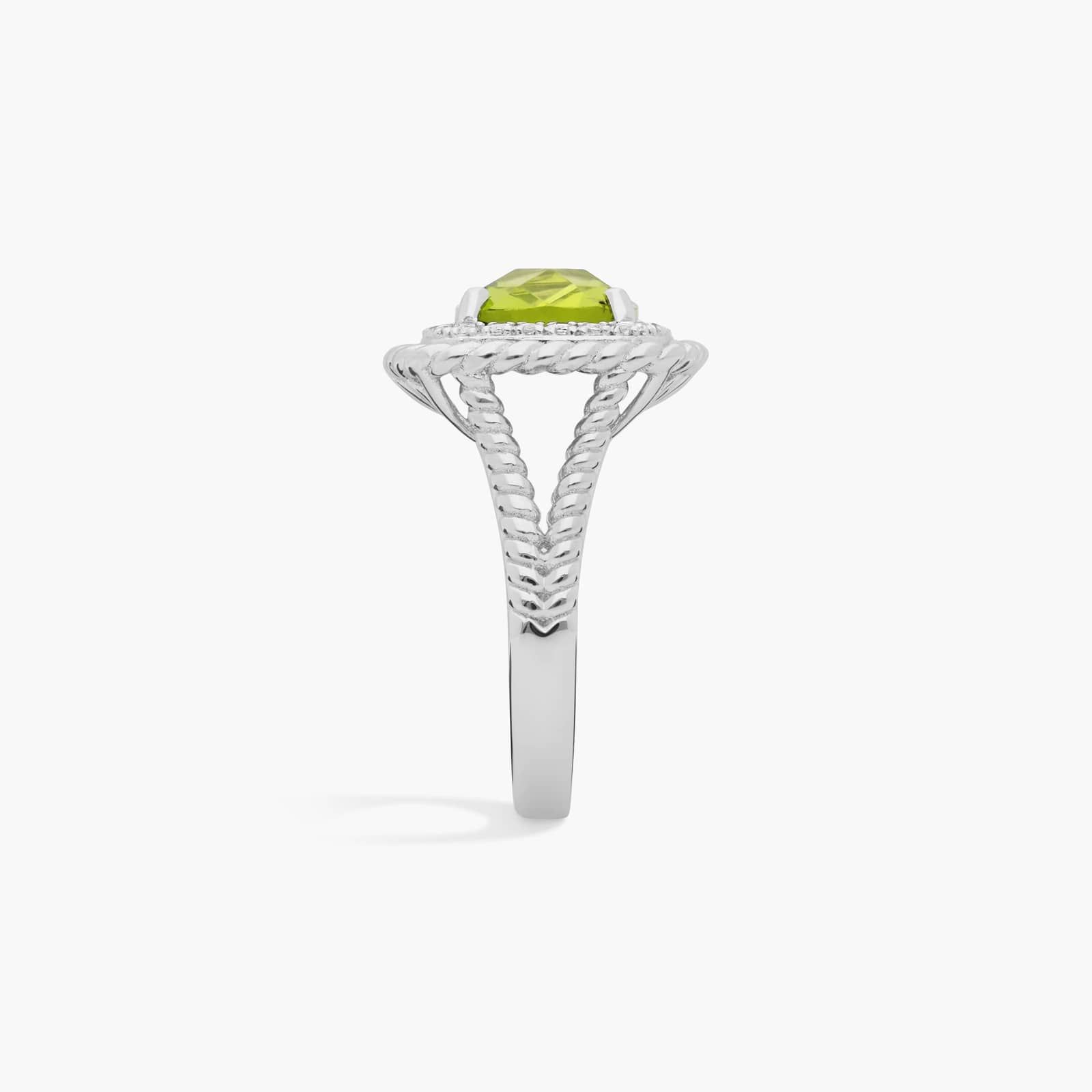 Corda Cushion-Cut Peridot Halo Ring in Sterling Silver (8mm)-8352008s