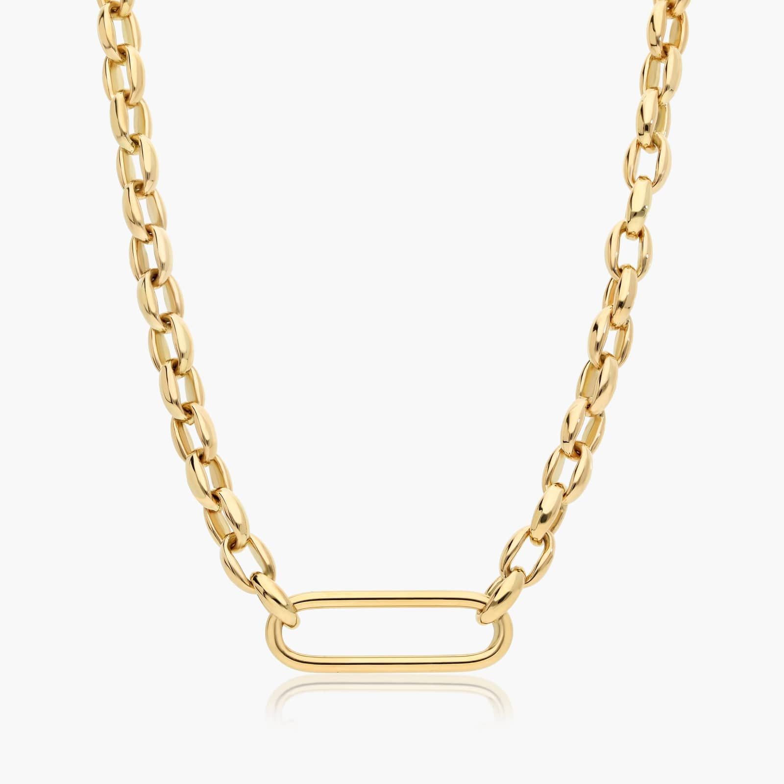 14K Yellow Gold Golden Hour Fancy Elongated Oval Link Paperclip ...