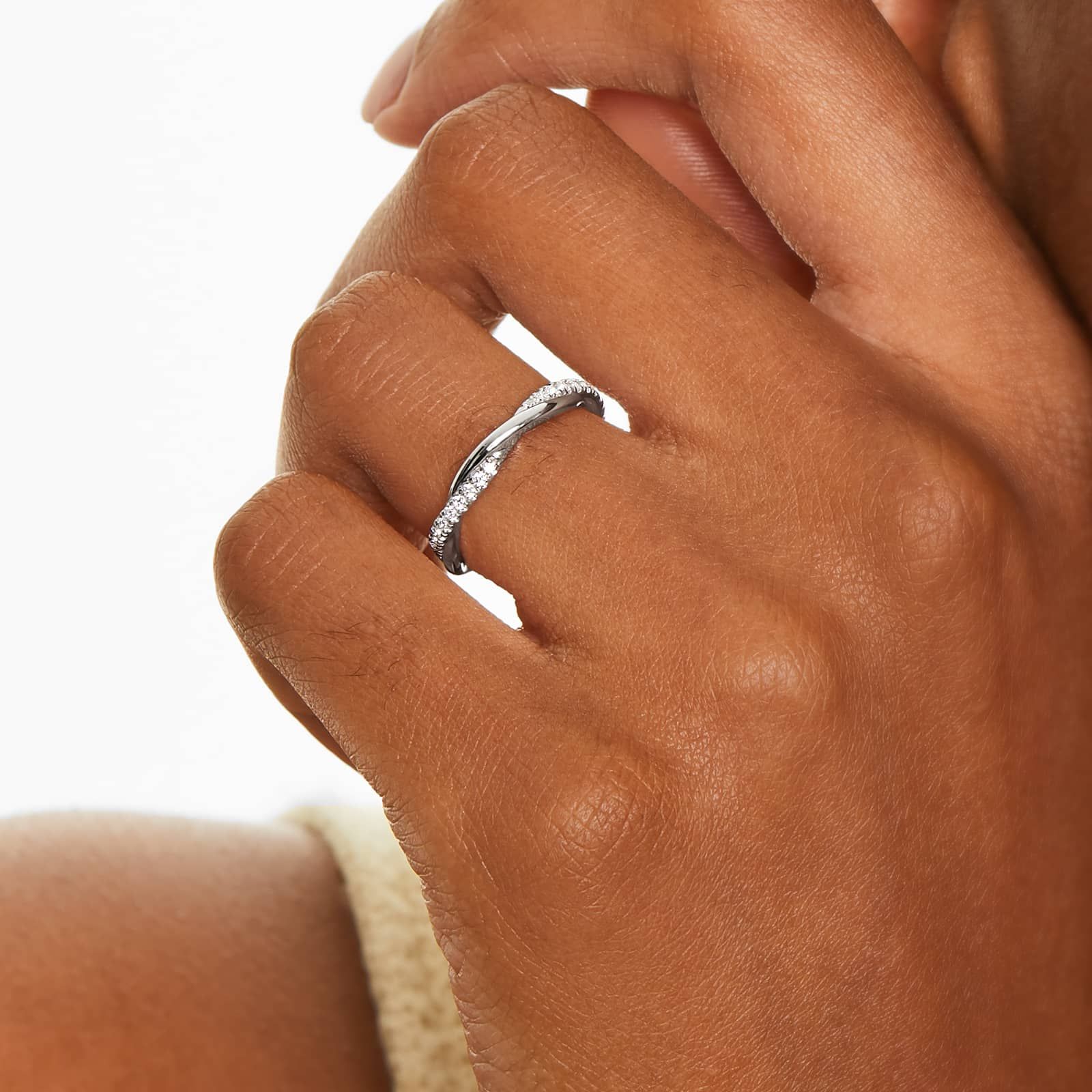 Twisted Pavé Lab-Grown Diamond Wedding Ring In Platinum (2.00mm)-15151pl