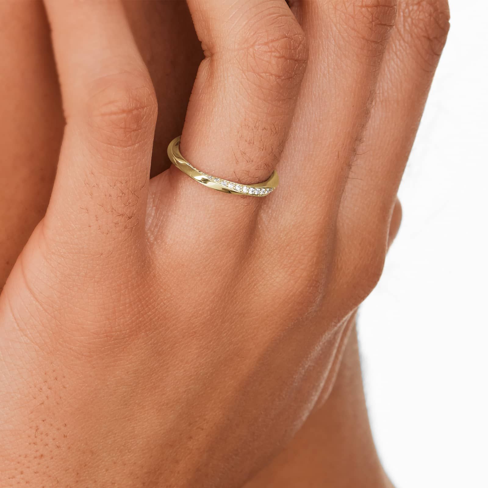 Helix Pavé Diamond Wedding Ring In 14K Yellow Gold (3.00mm)-15610y14