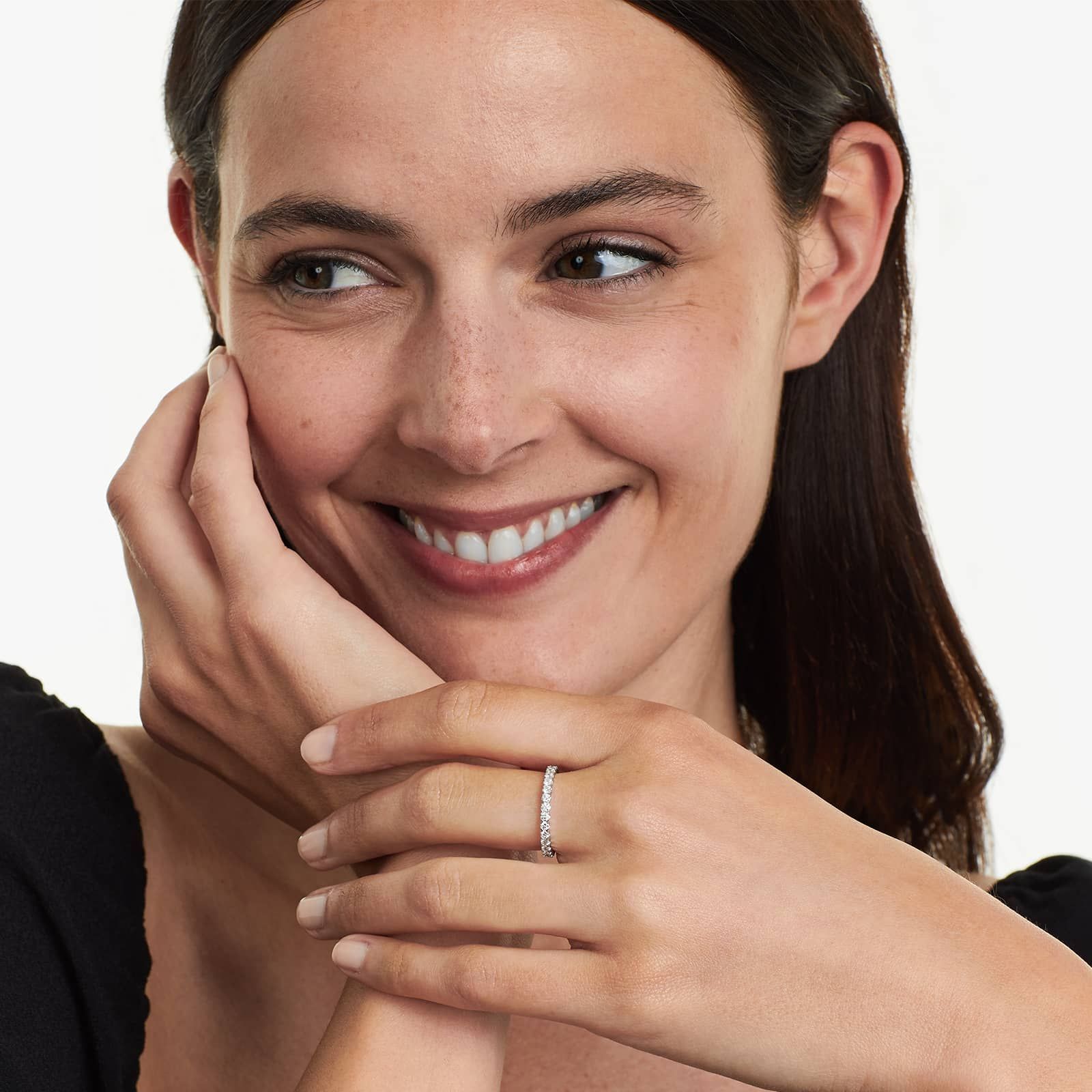 Fishtail Eternity Ring With 1 CTW Diamonds In 14K White Gold (2.00mm ...