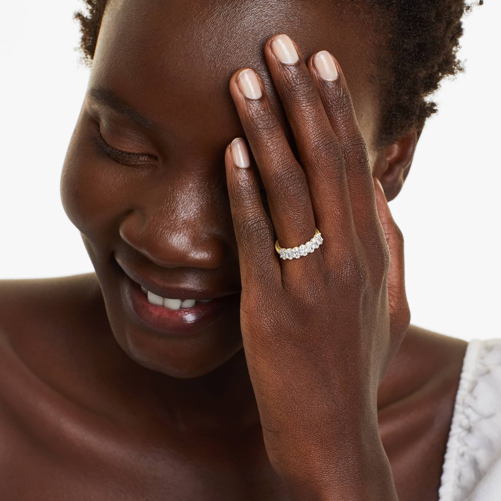 Seven Stone Anniversary Ring With 1.5 CTW Oval Cut Lab-Grown Diamonds ...
