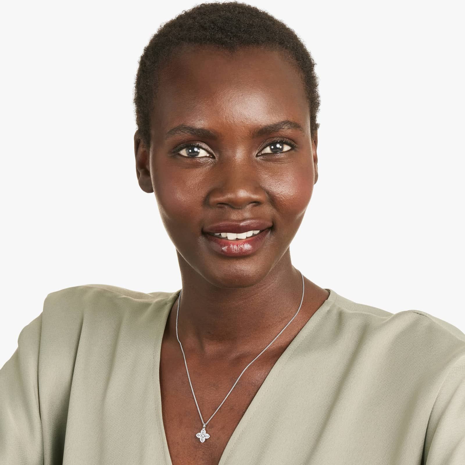 Magnolia Diamond Pendant In 14K White Gold-81553w14