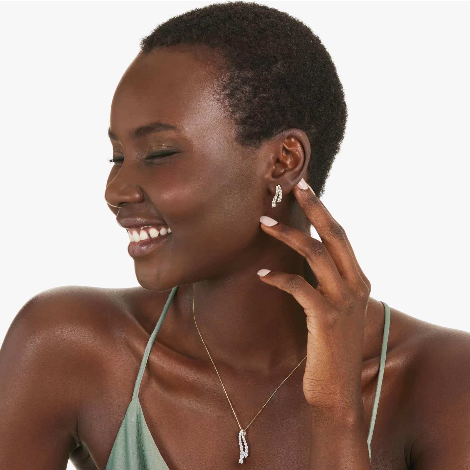 Tidal Wave Lab-Grown Diamond Drop Pendant In 14K Yellow Gold-81636y14l