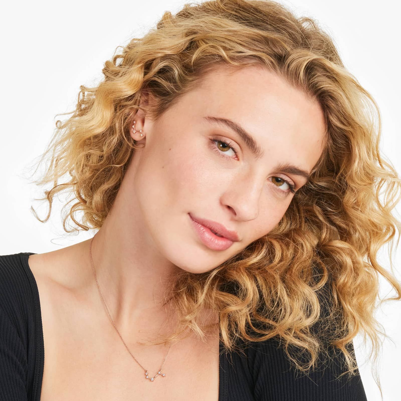 Aries Constellation Lab-Grown Diamond Stud Earrings In 14K Rose Gold ...