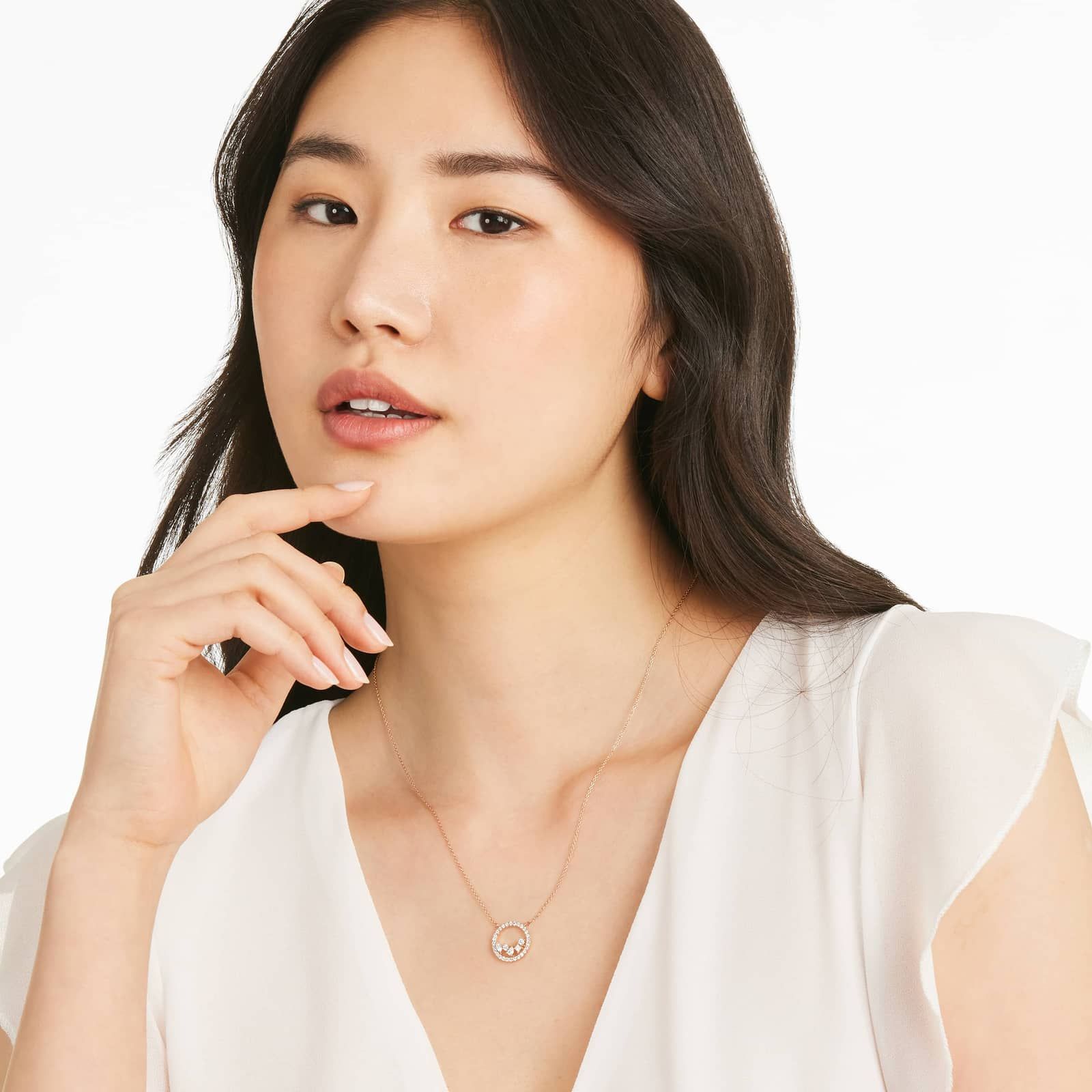 Scatter Diamond Necklace In 14K Rose Gold-81668r14