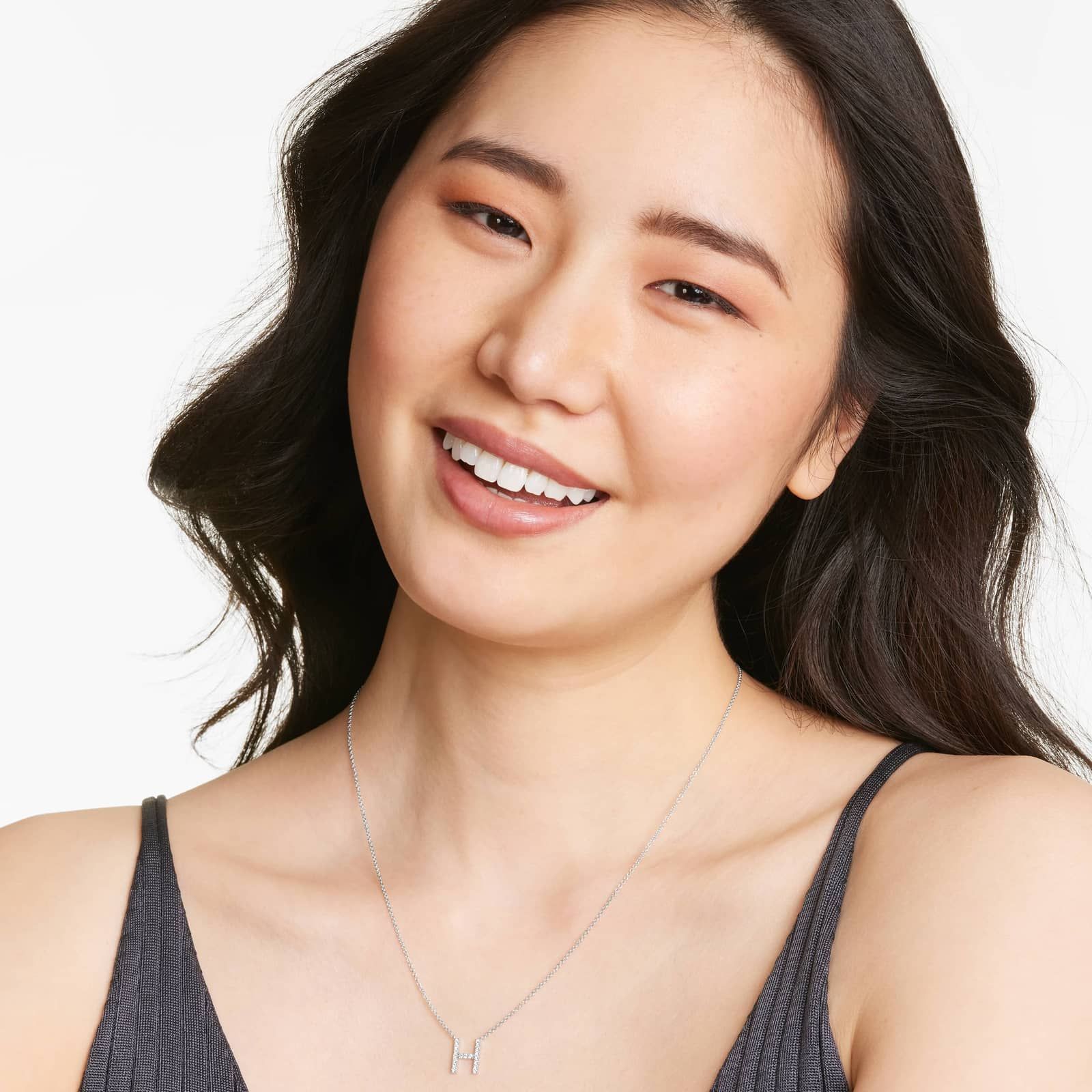 H Initial Lab-Grown Diamond Necklace In 14K White Gold-8169377w14l