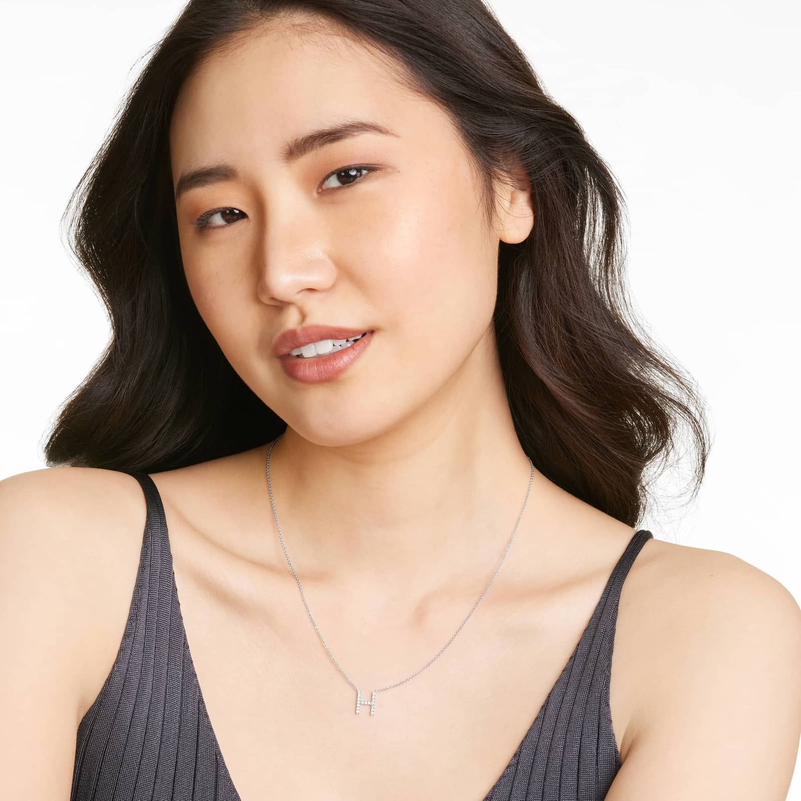 H Initial Lab-Grown Diamond Necklace In 14K White Gold-8169377w14l