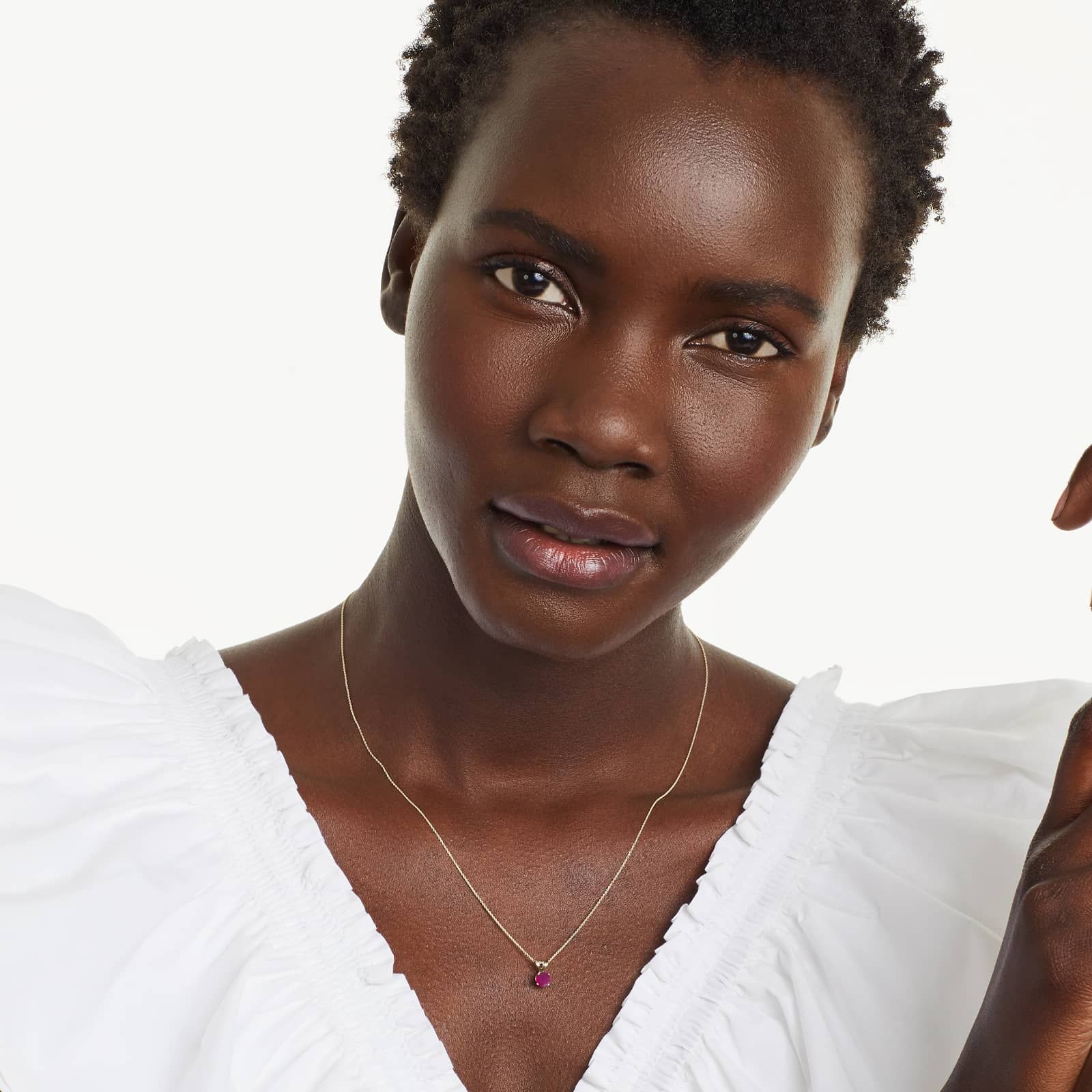 14K Yellow Gold Ruby Birthstone Necklace-8341307y14