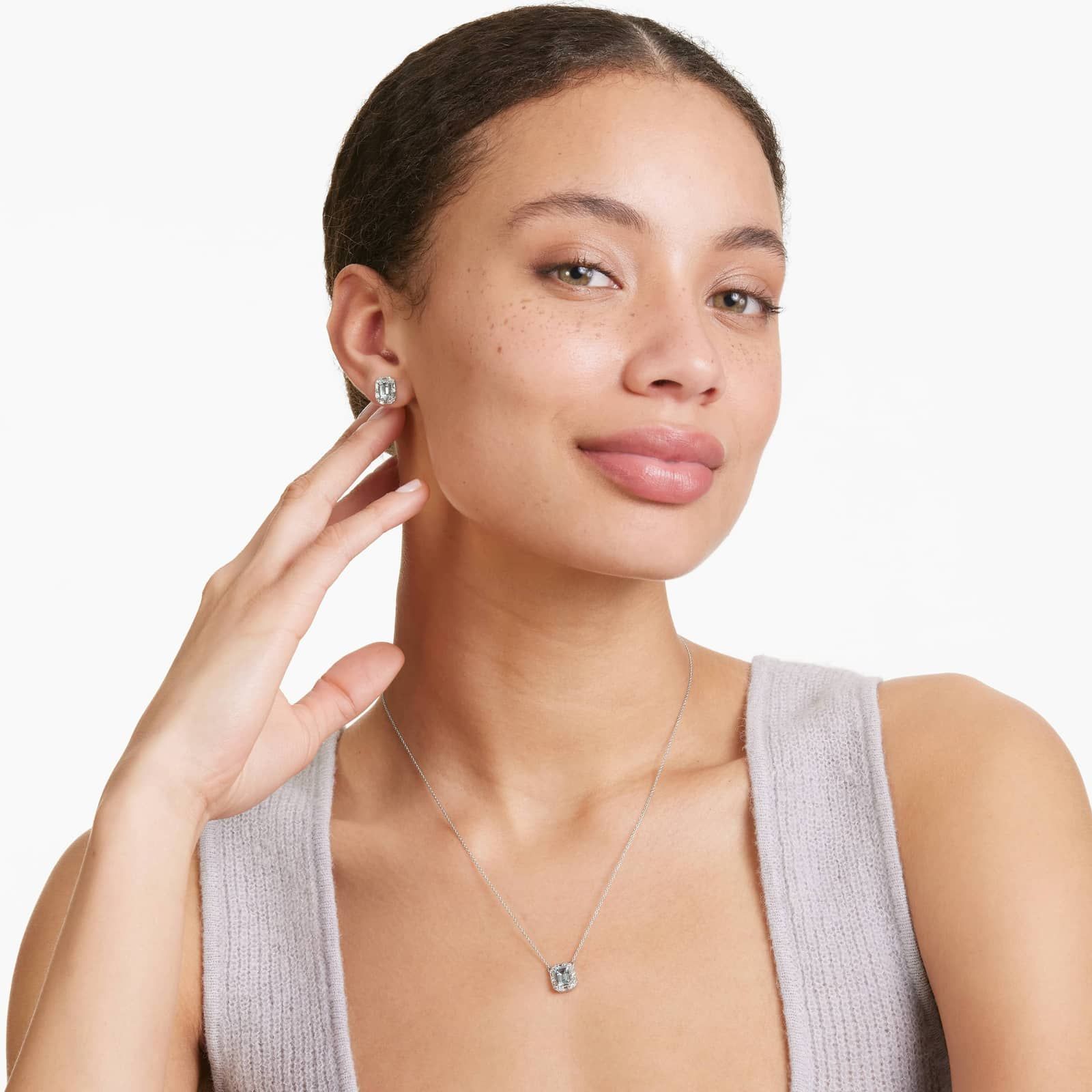 14K White Gold Allure Diamond Halo Aquamarine Necklace-8348503w14