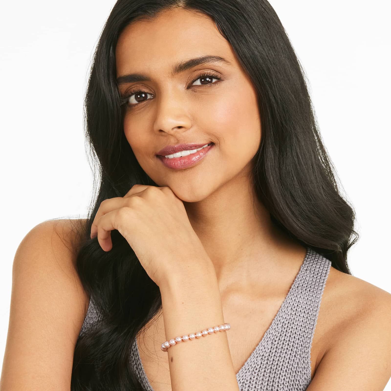 Pink Freshwater Cultured Pearl Fish Clasp Bracelet In 14K White Gold (6 ...