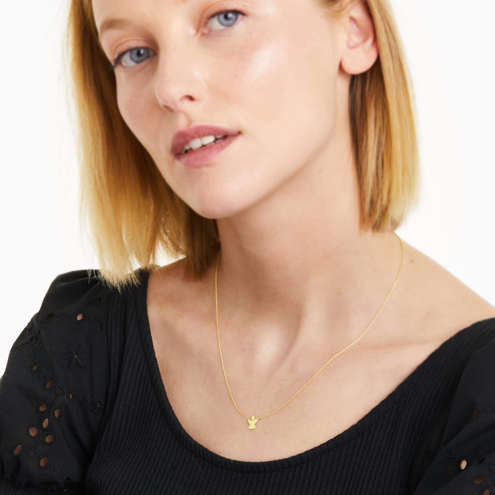 14K Yellow Gold Mini Angel Necklace-95051y14
