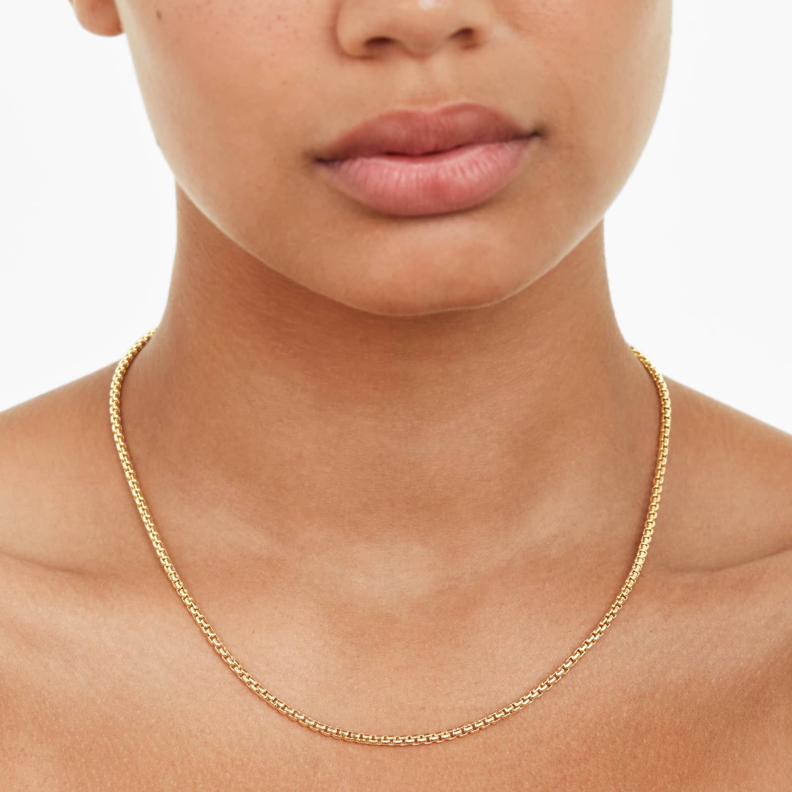 14K Yellow Gold 2.6mm Solid Round Box Chain Necklace-95170y14